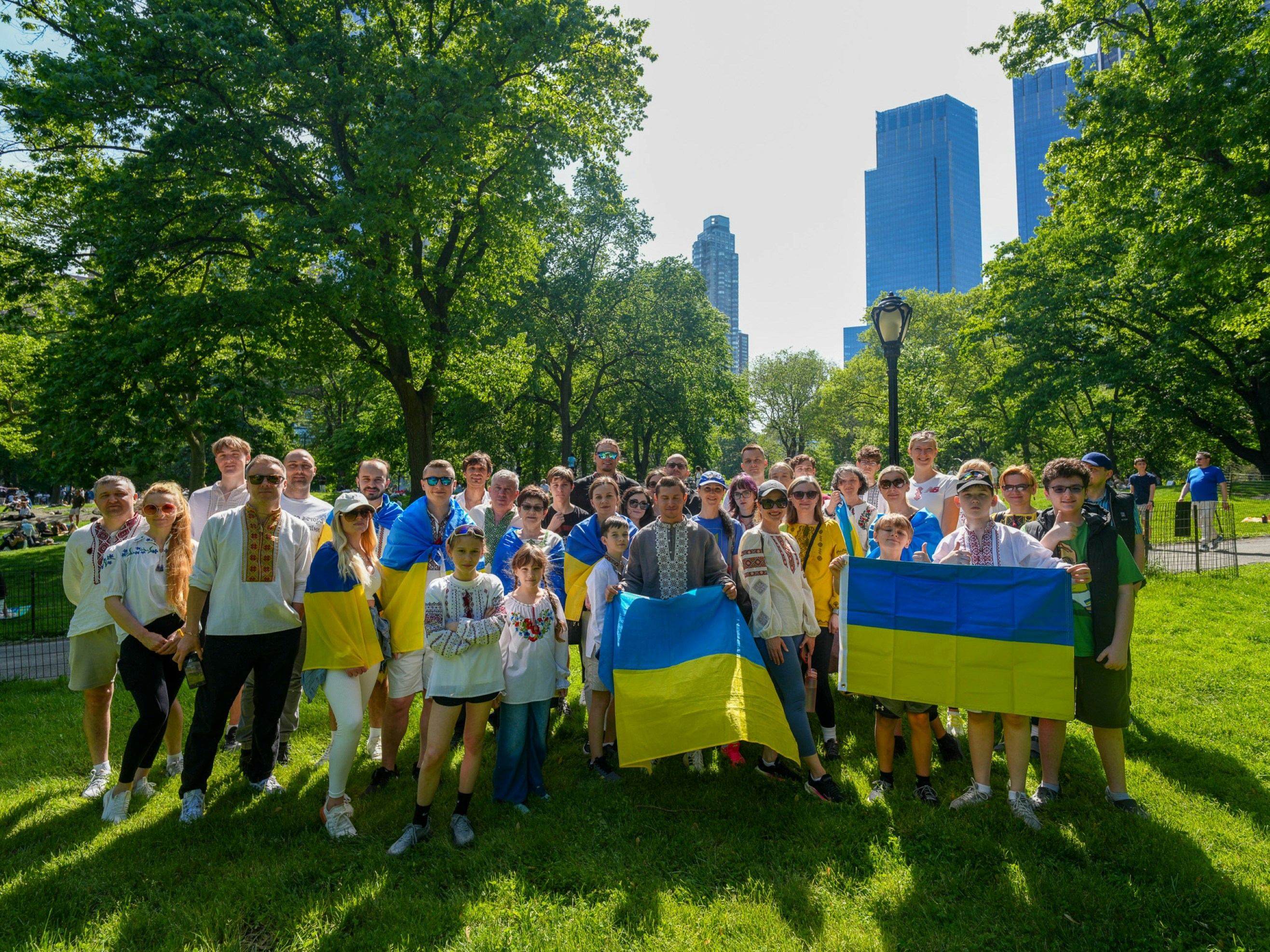 Ukrainian Solidarity in a Sunlit City Park