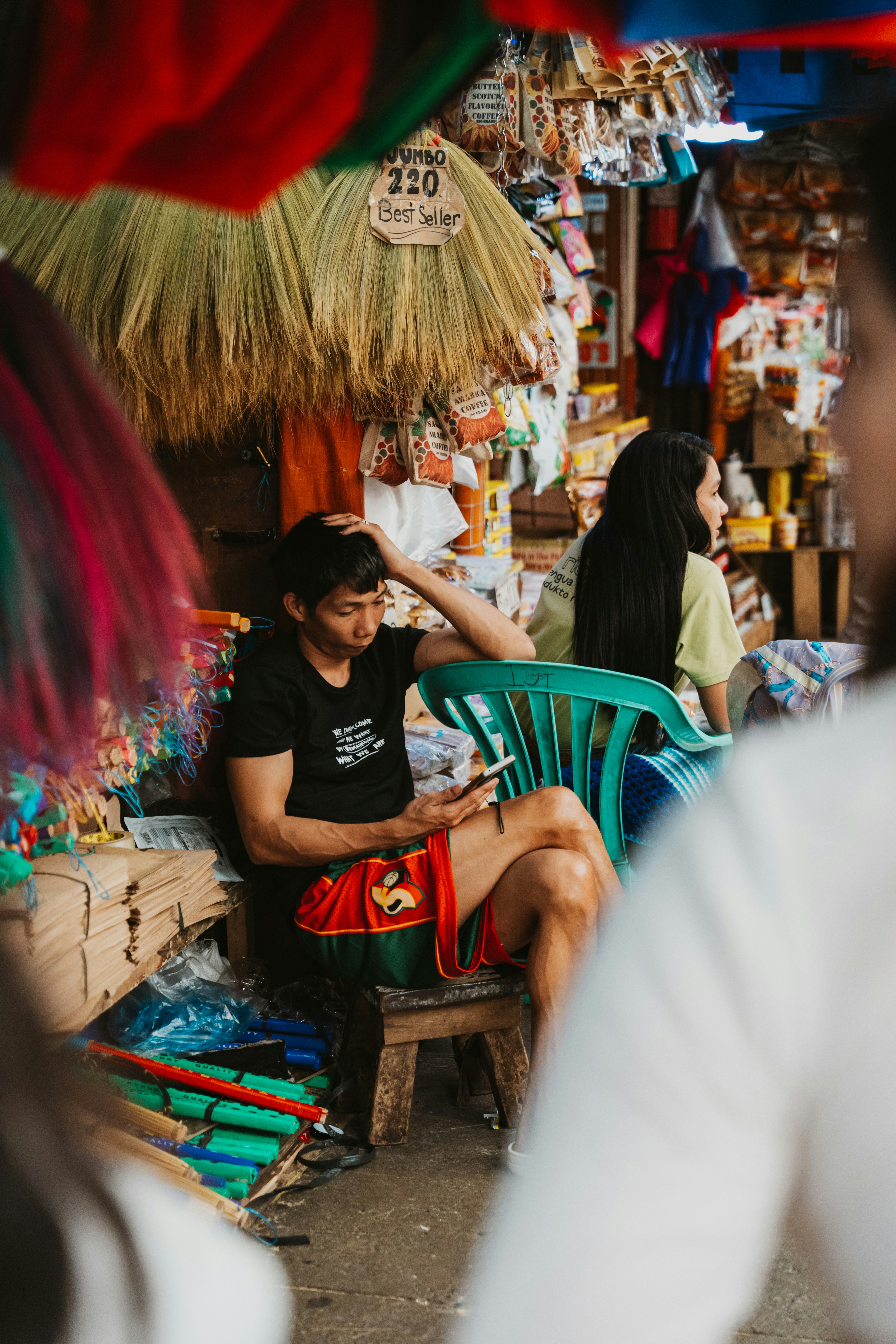 Shaded Serenade in a Bustling Market