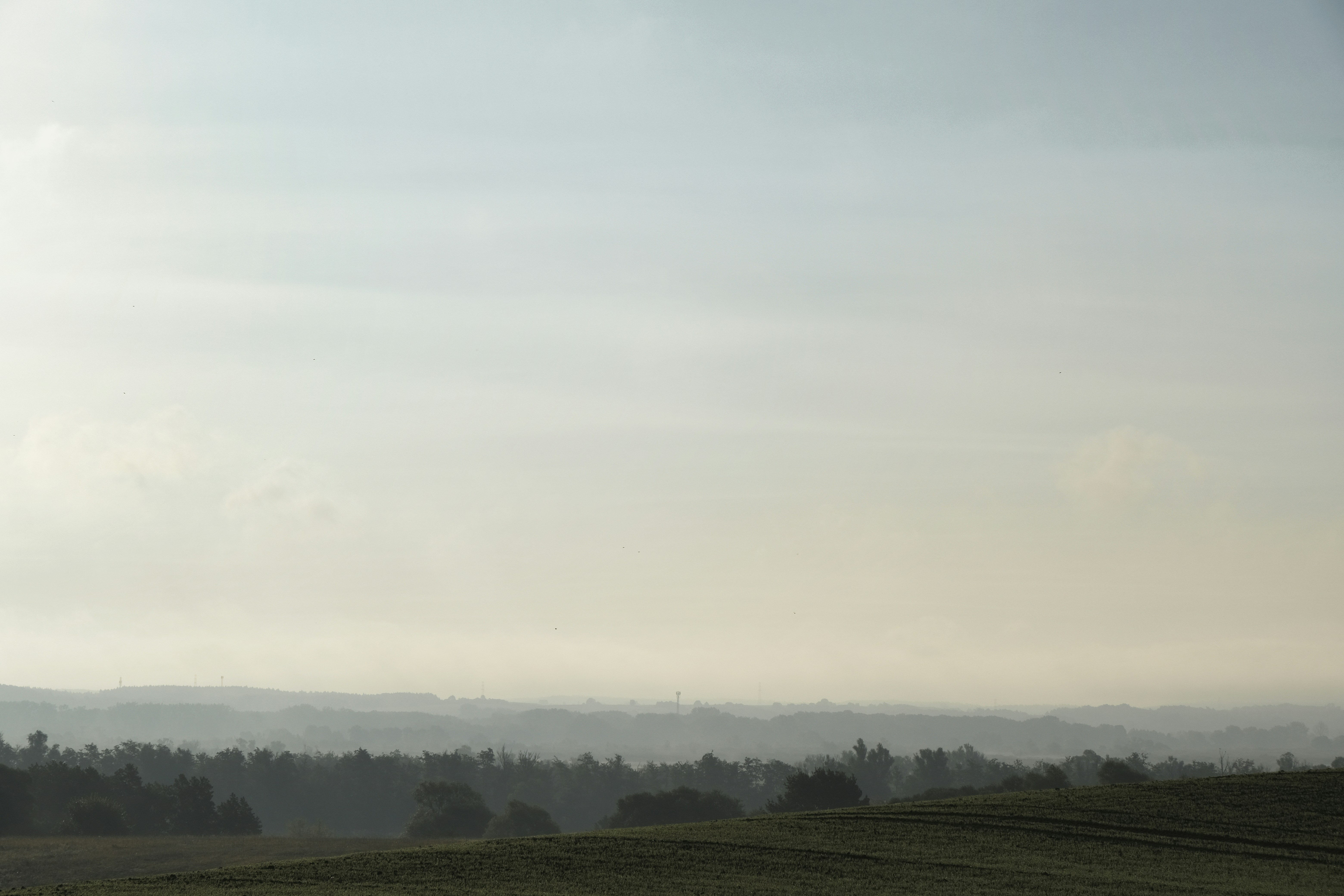 Horizon Mist Over Gentle Hills