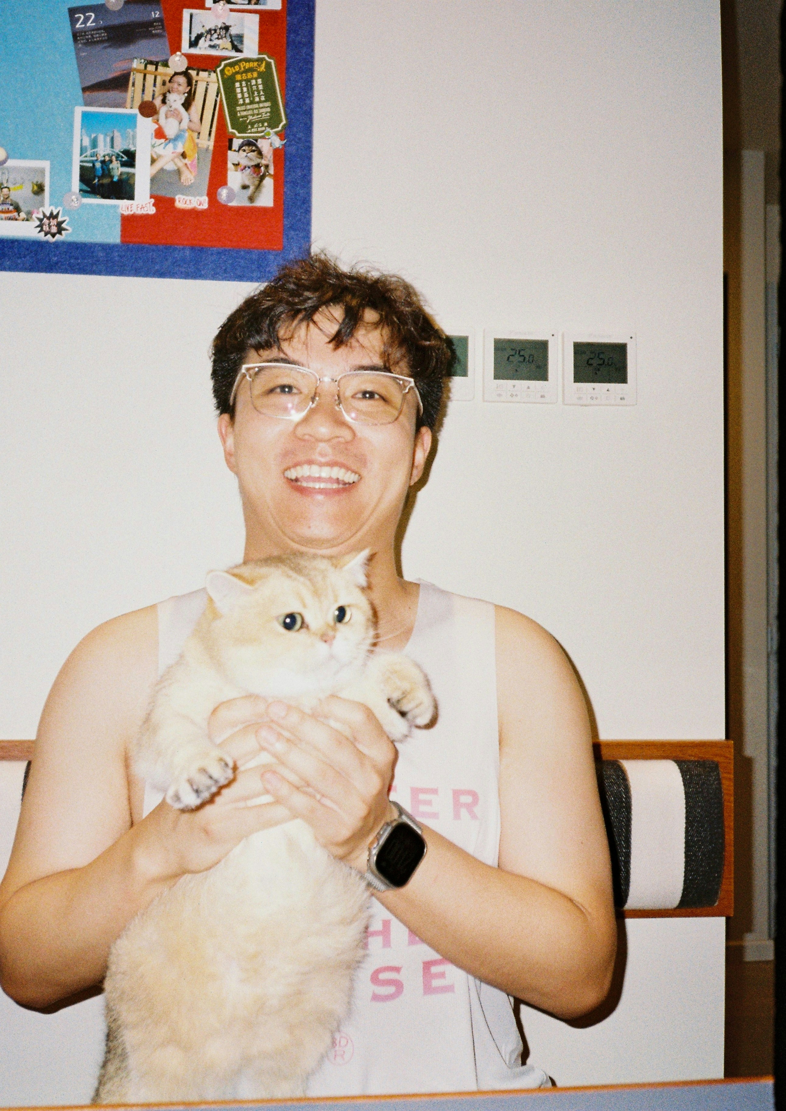 Smiling Keeper of a Fluffy Companion