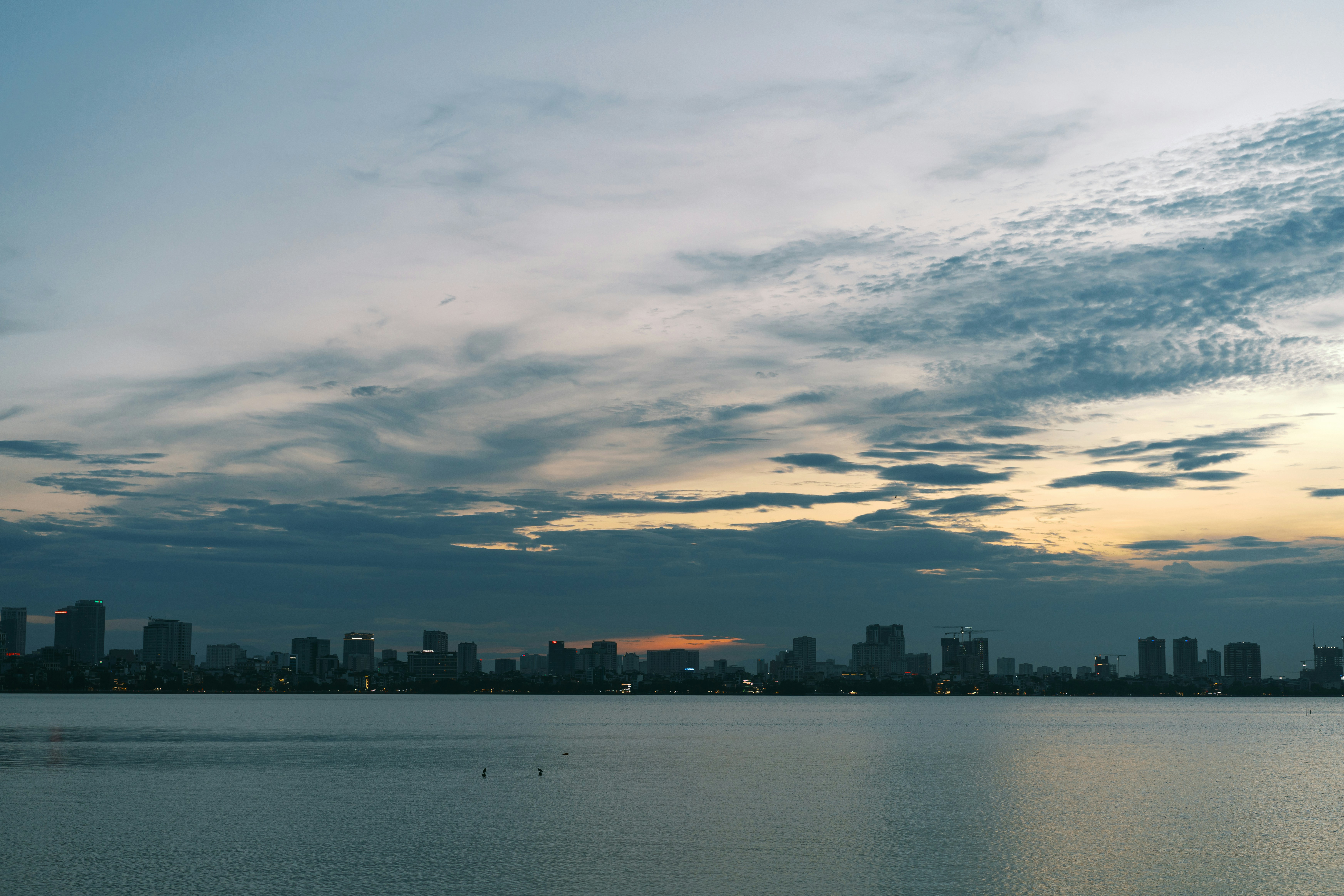 Dusk over the Waterfront City Skyline