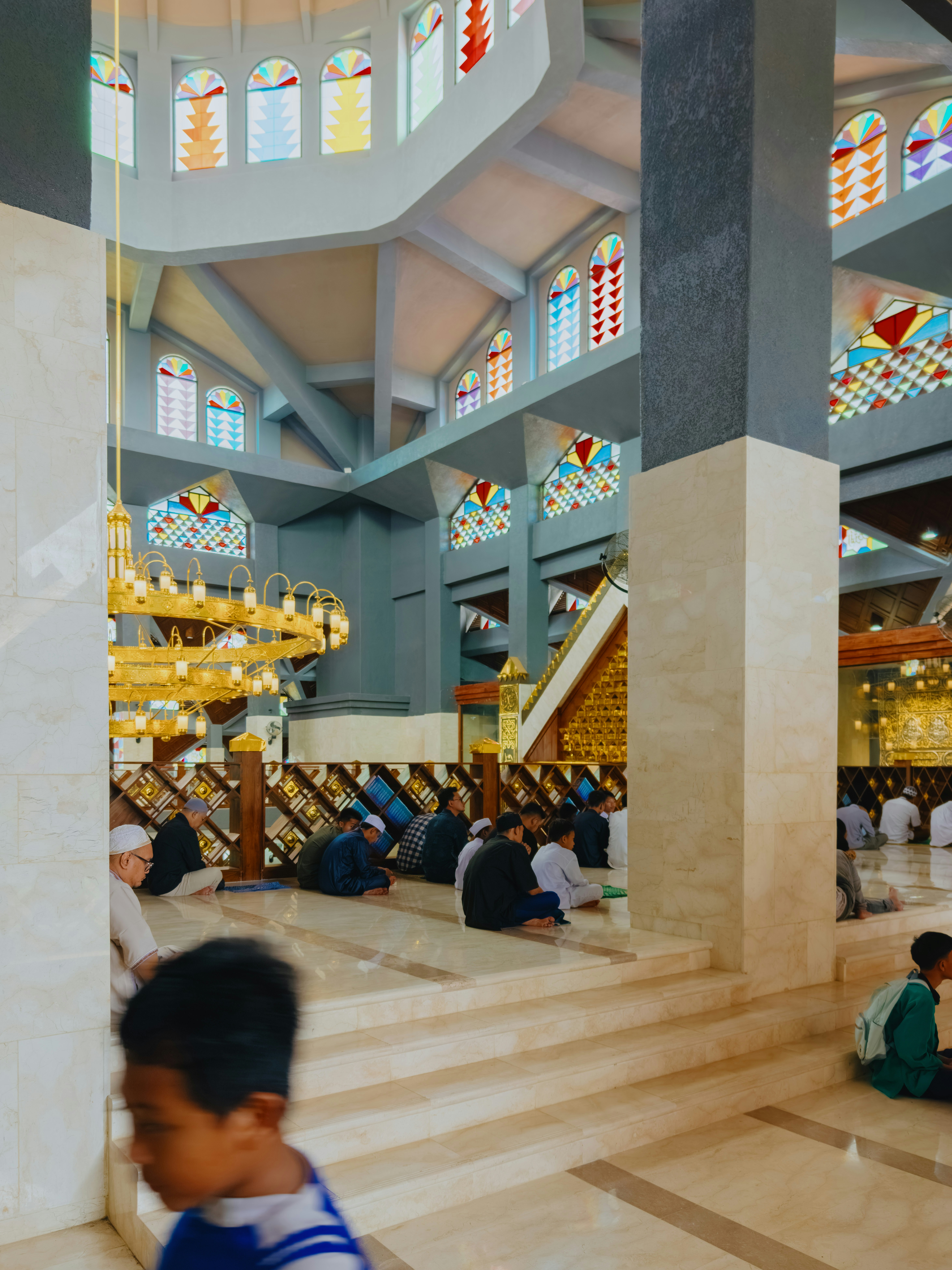 Sacred Library Hall: Morning Light on Prayer Among Marble Aisles