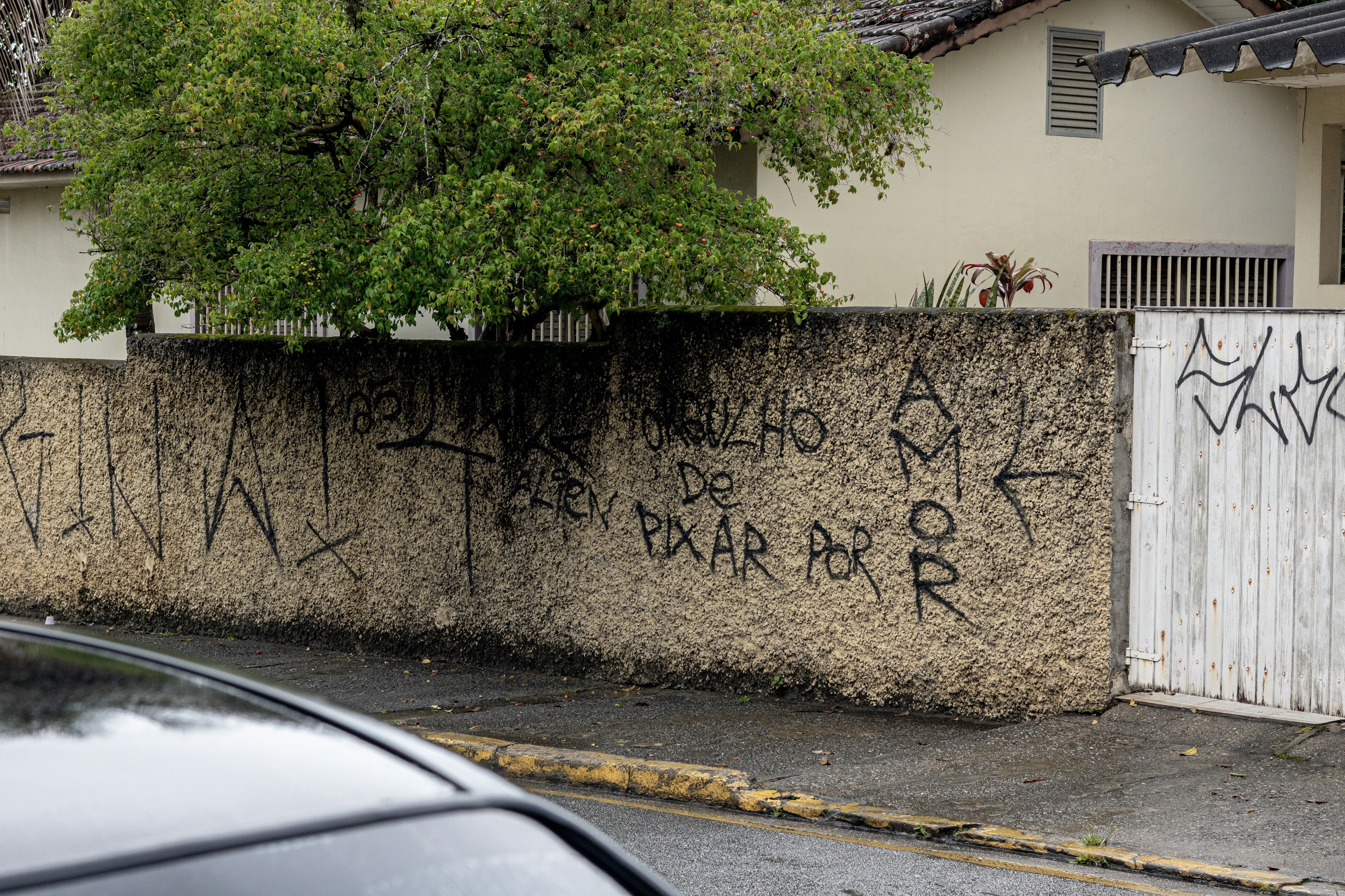 Graffiti Echoes Across a Sun-Washed Wall