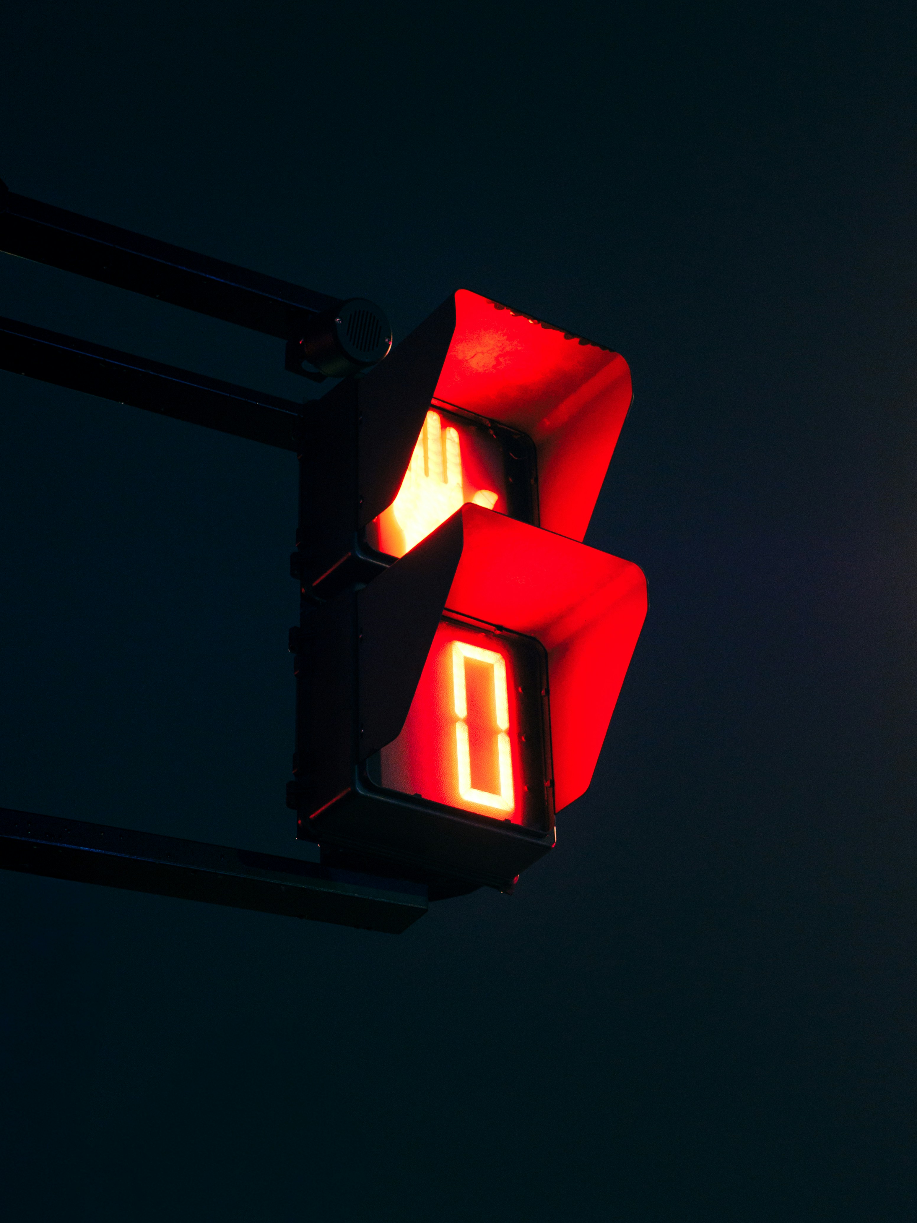 Neon Countdown: Red Signal Bares its Glow in the Night