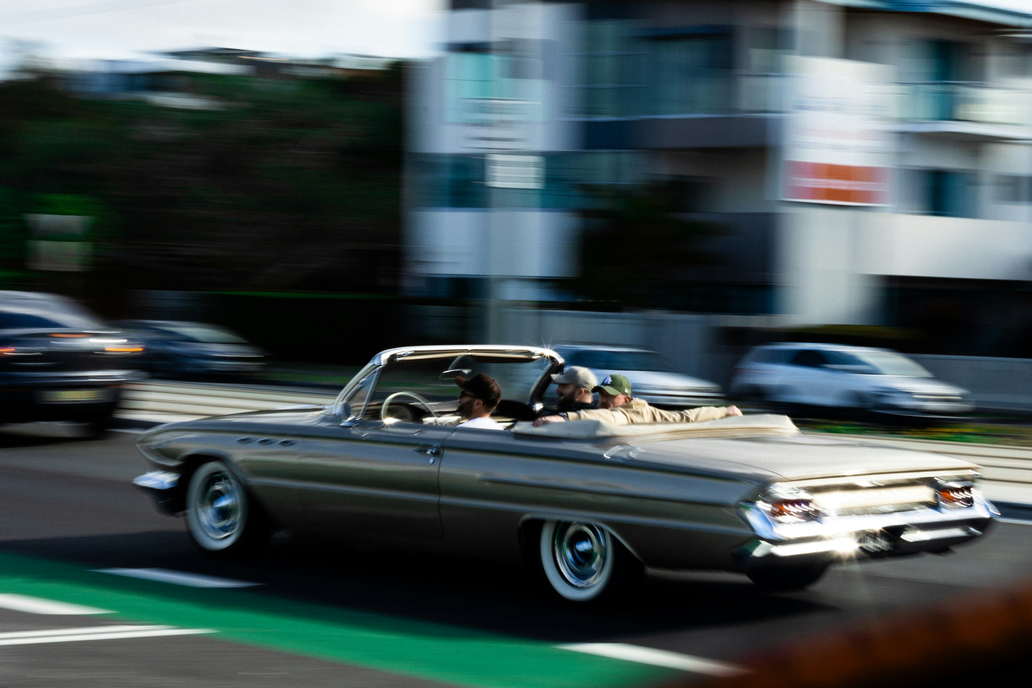 Sunset Convertible in a Memory Lane: A Blurred Drive