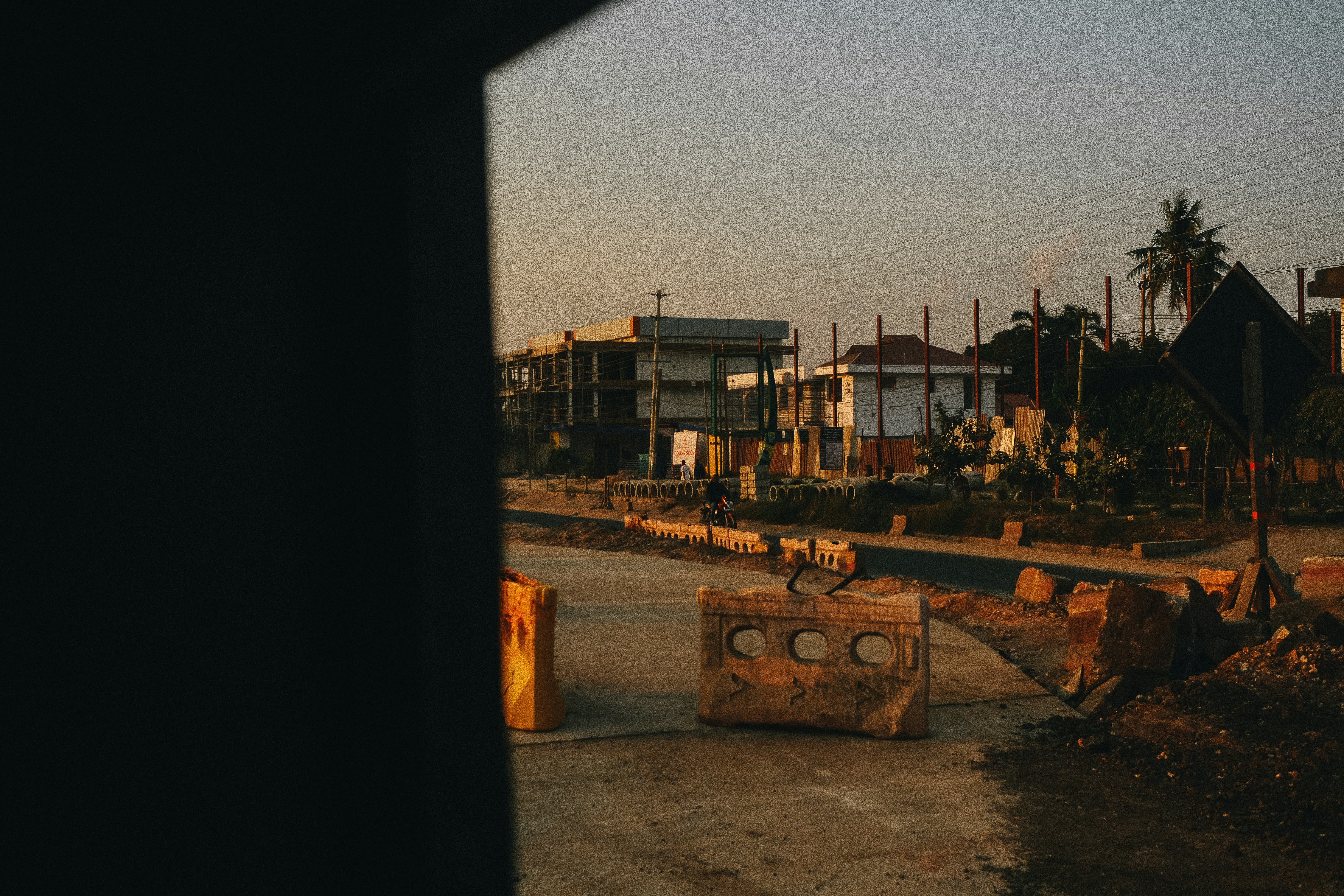 Construction Zone Framed by a Dark Edge