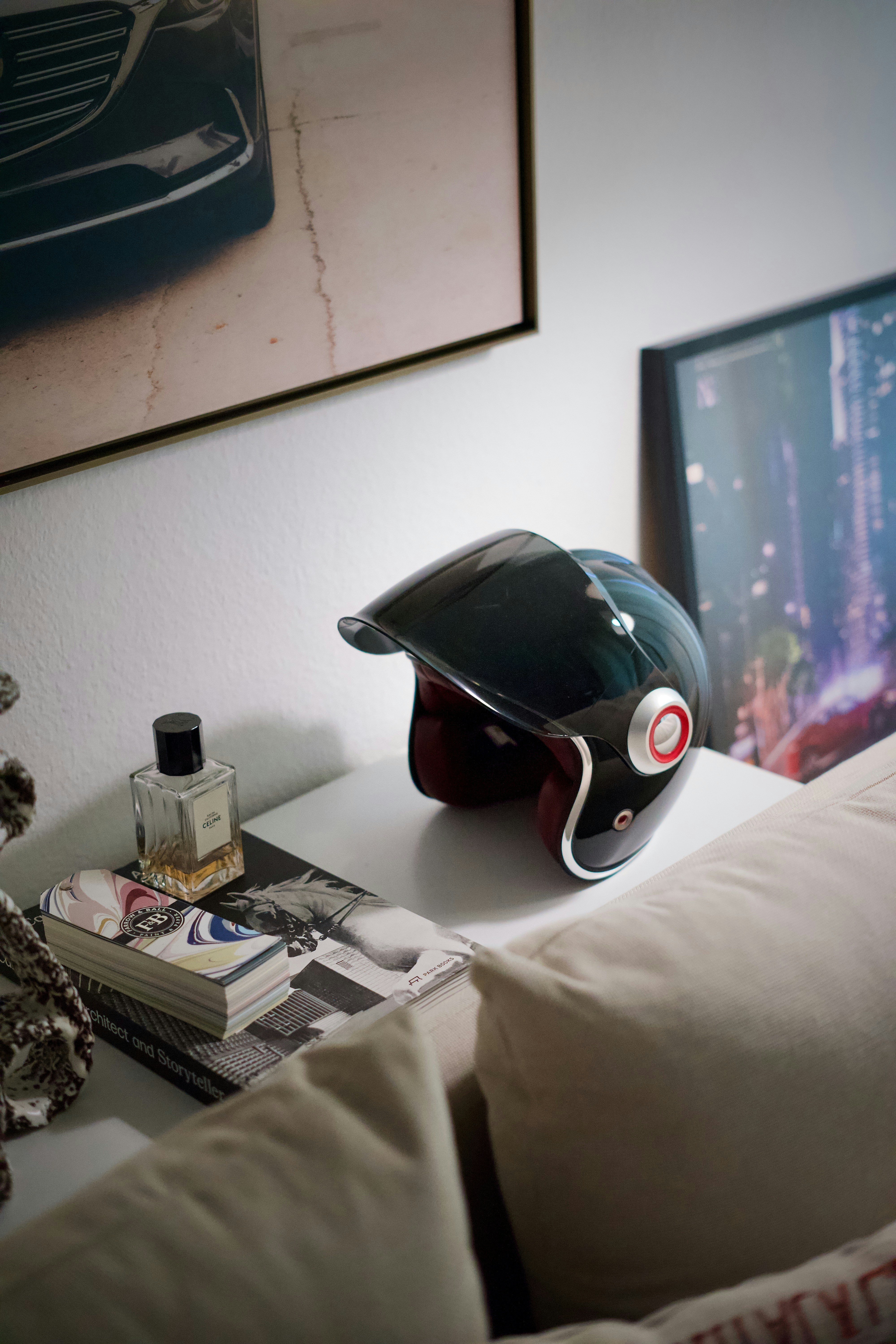 Chrome Helmet on a Side Table: Quiet Luxury in a Cosy Corner