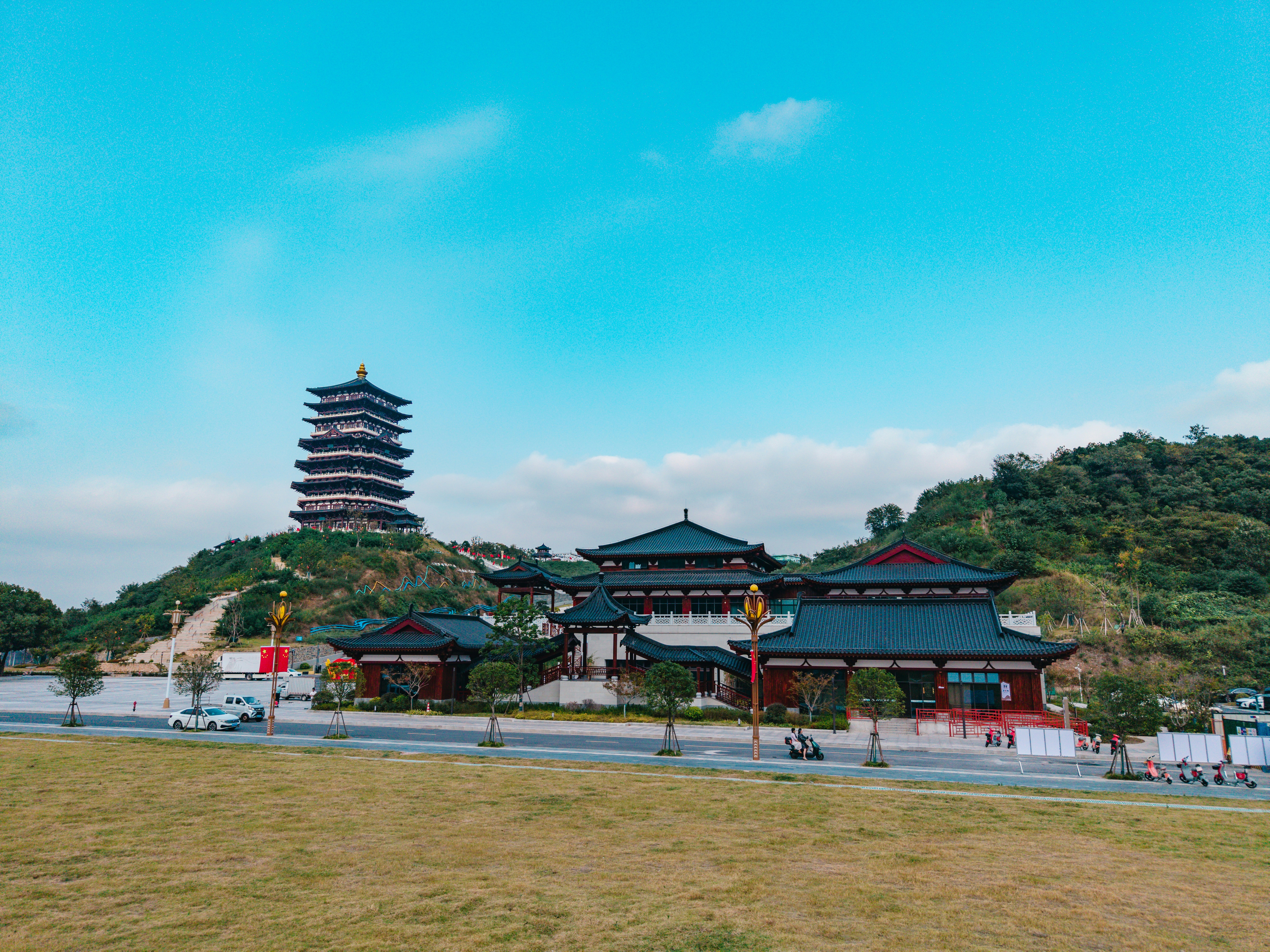 Ancient Pagoda Overlook: A Traditional Wake in Modern Light
