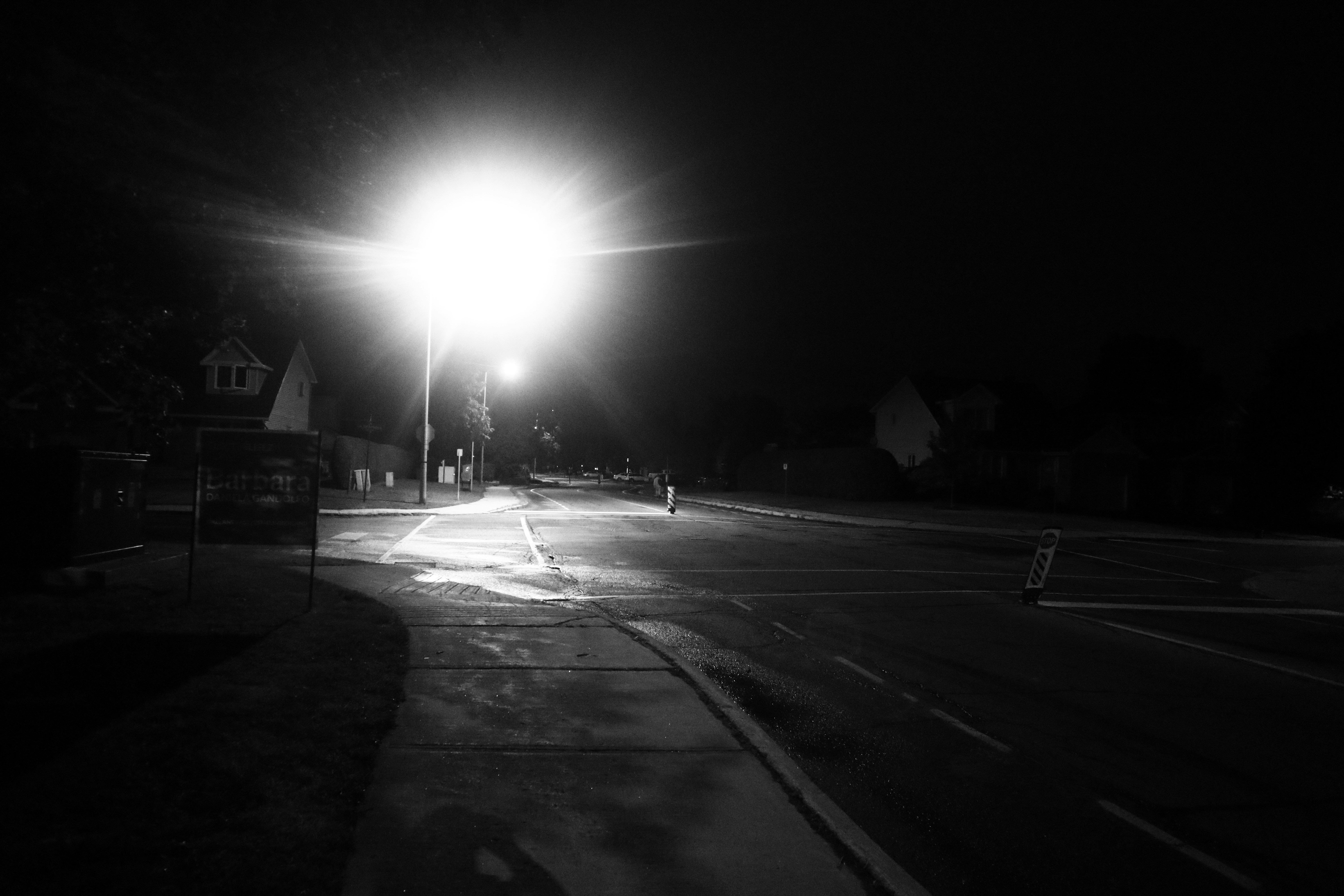 Night Street Lamp: A Quiet Intersection Under a Haloed Glow