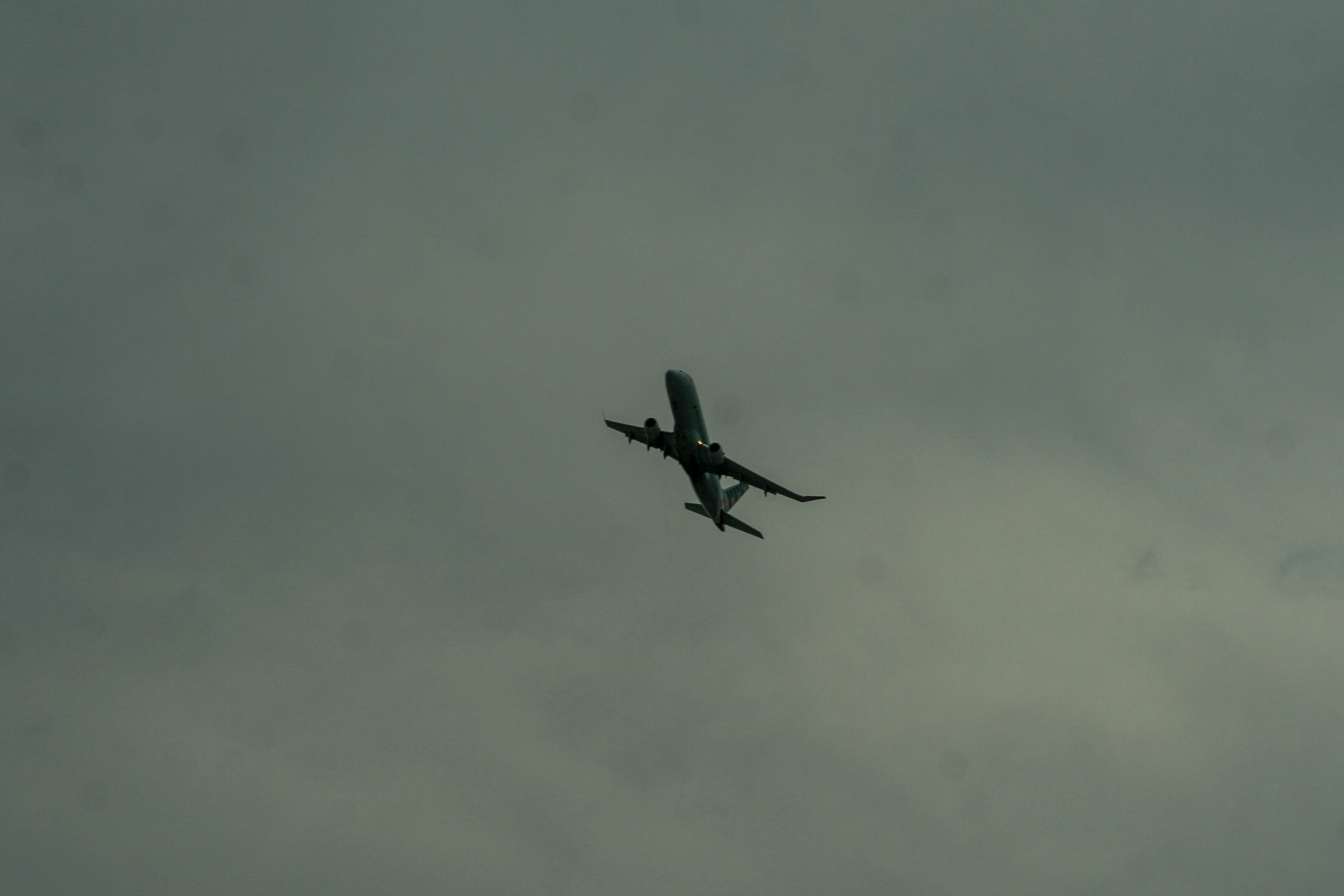 Jet Silhouette Against a Foggy Sky