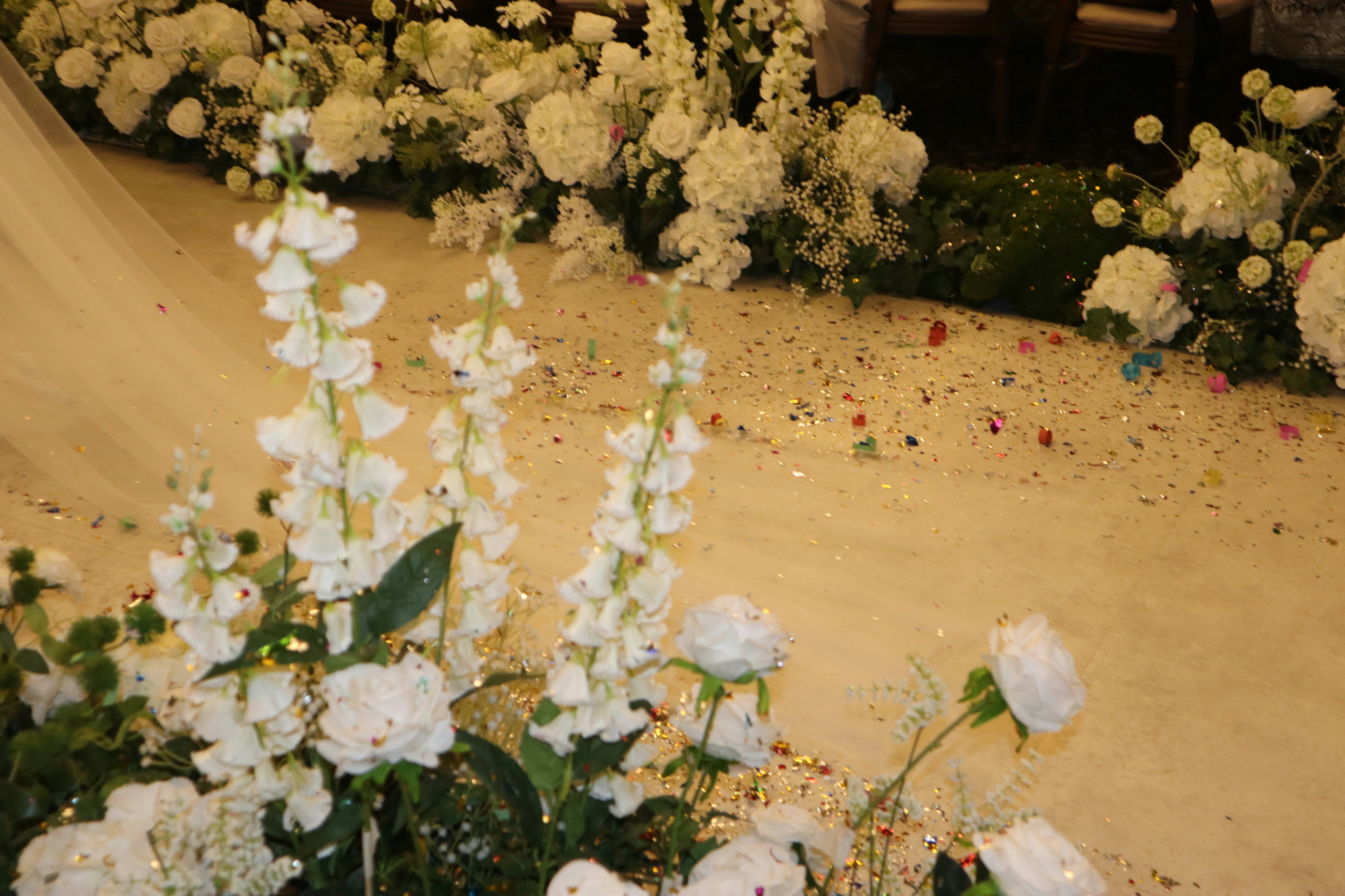 Floral Aisle Drifts with Petal Confetti