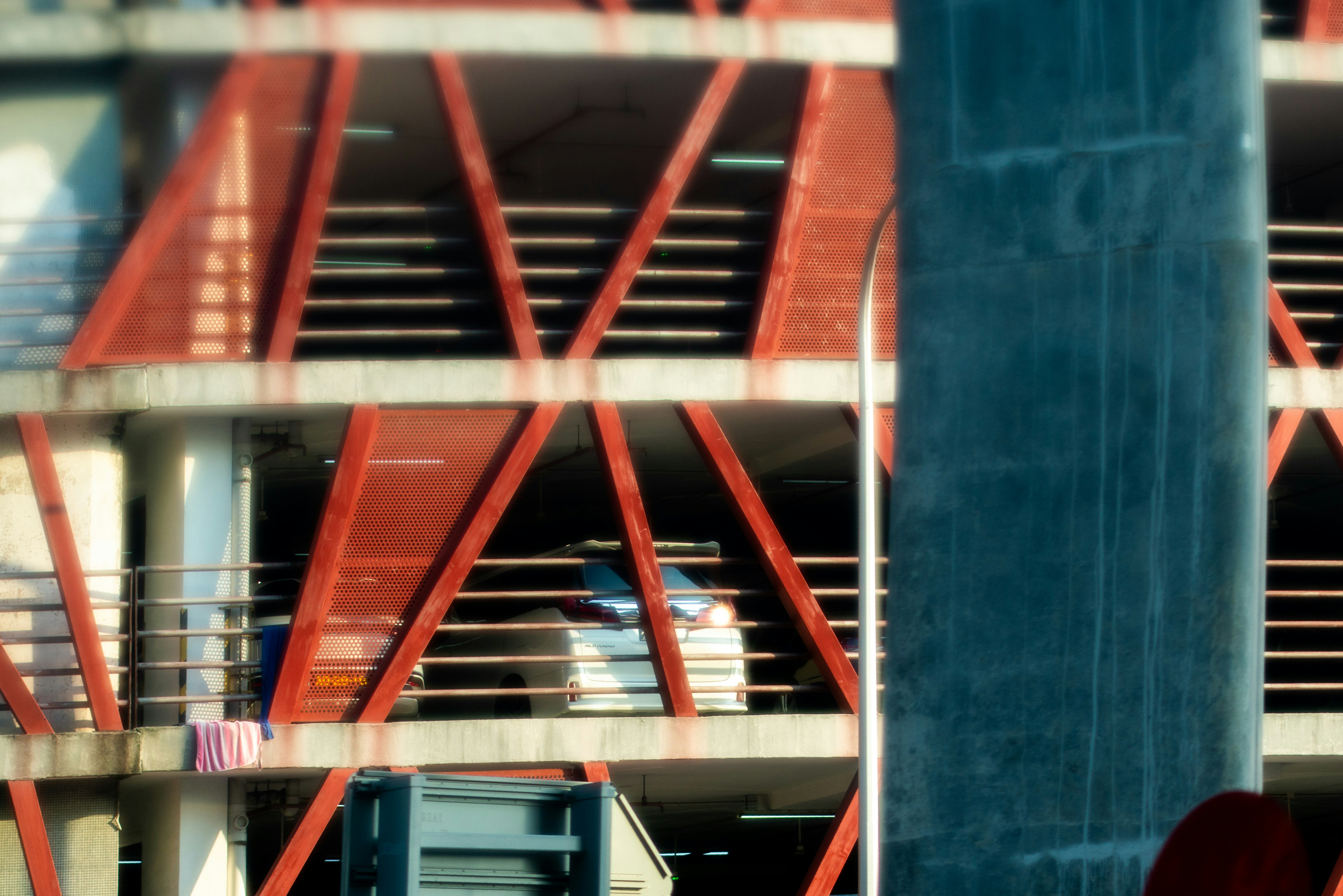 Crisscrossed Steel and Concrete: Urban Structure in Red and Turquoise
