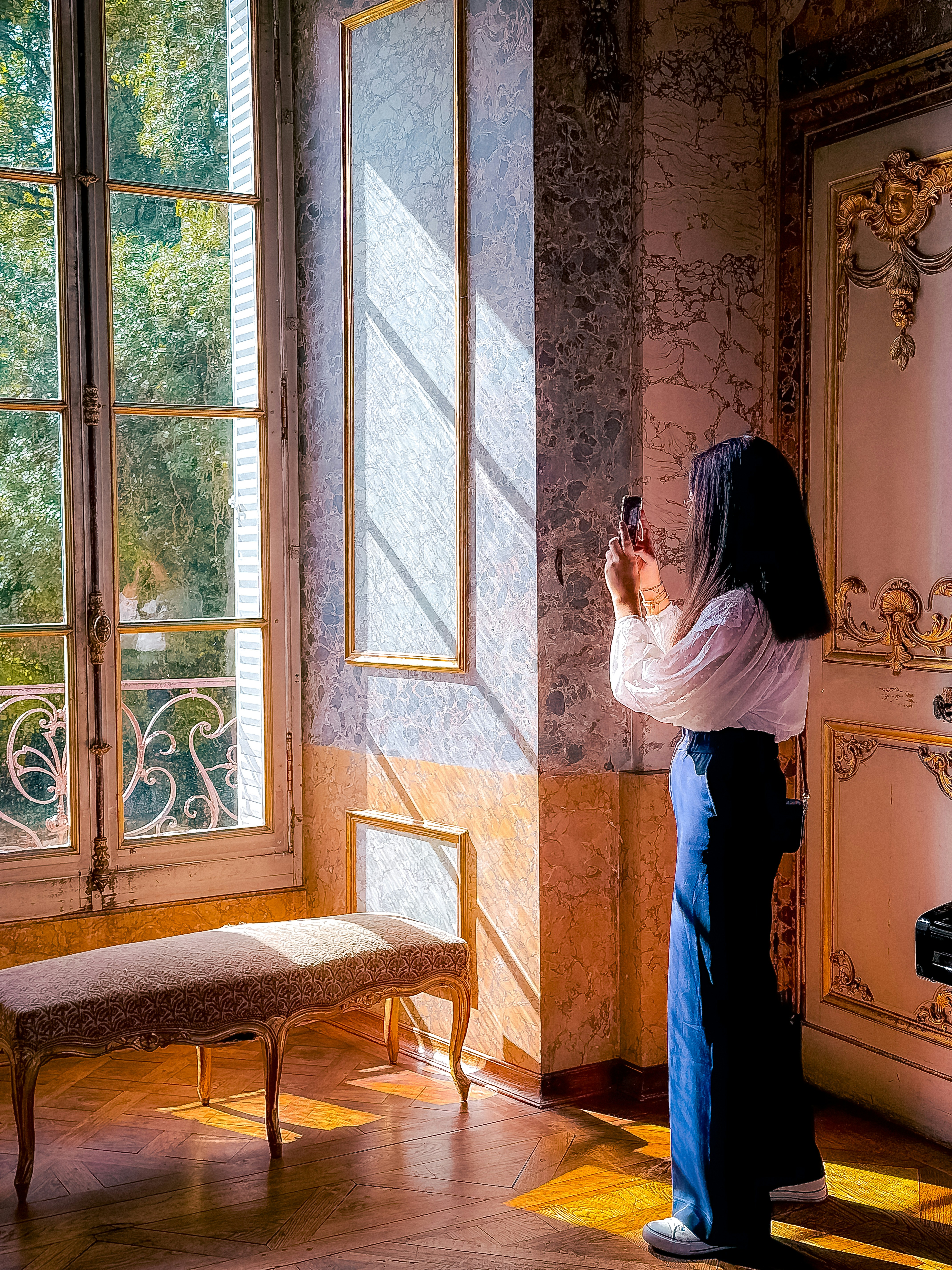 Portrait in a Sunlit Salon: A Woman Capturing Light