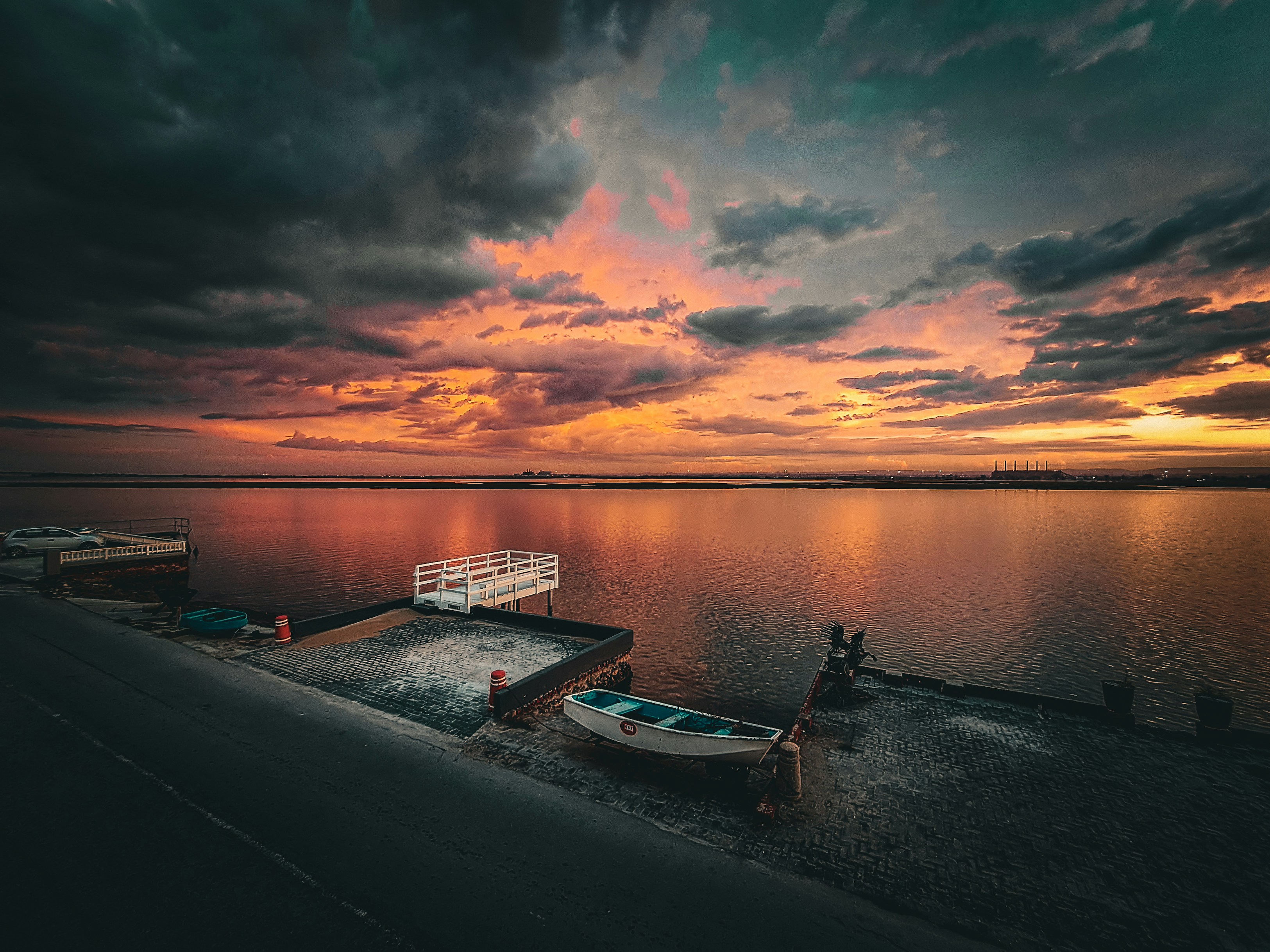 Sunset Anchorage: Boats Rest at the Quiet Dusk