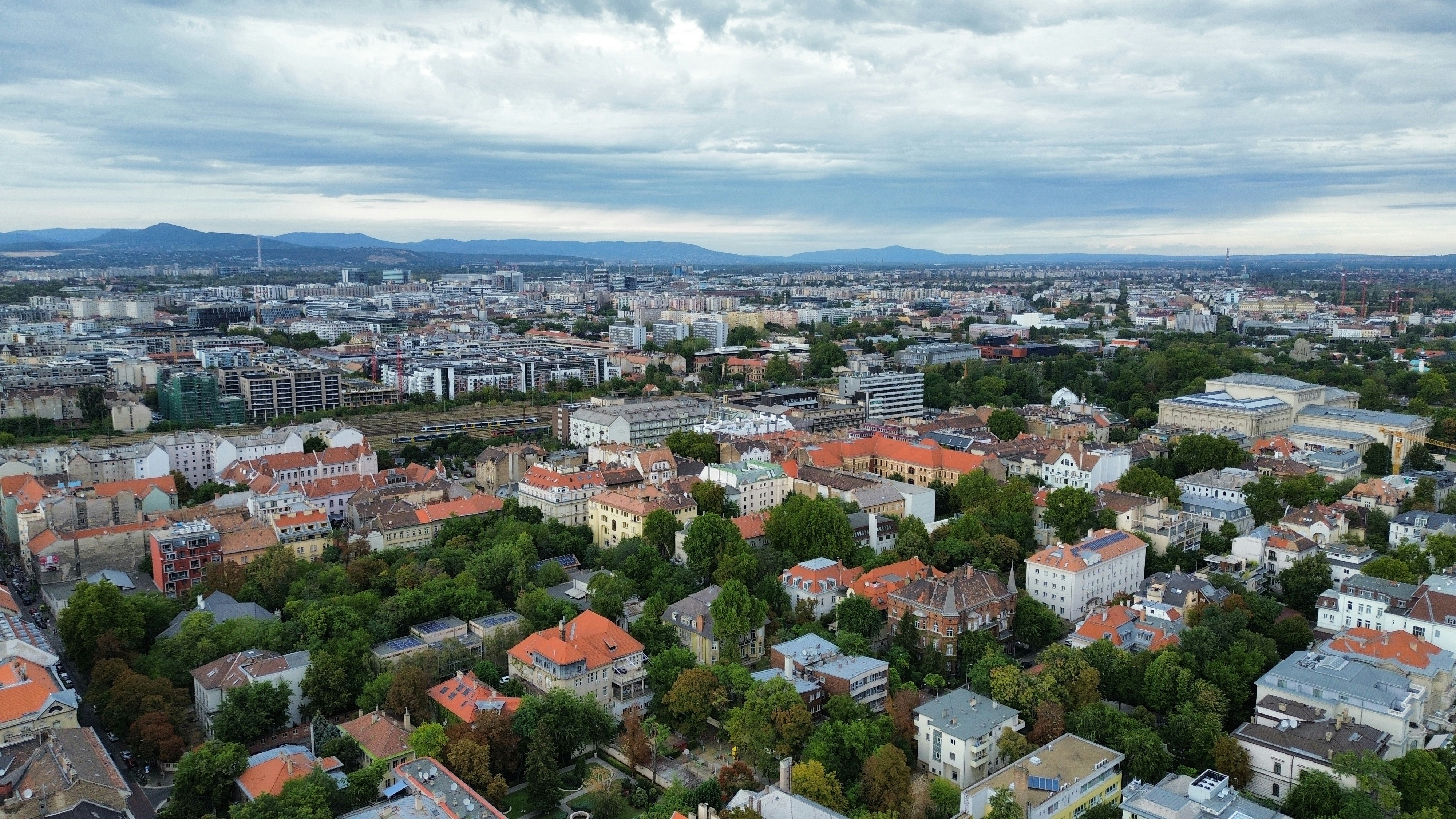 Aerial Horizon: Suburban Tapestry Beneath a Clouded Sky