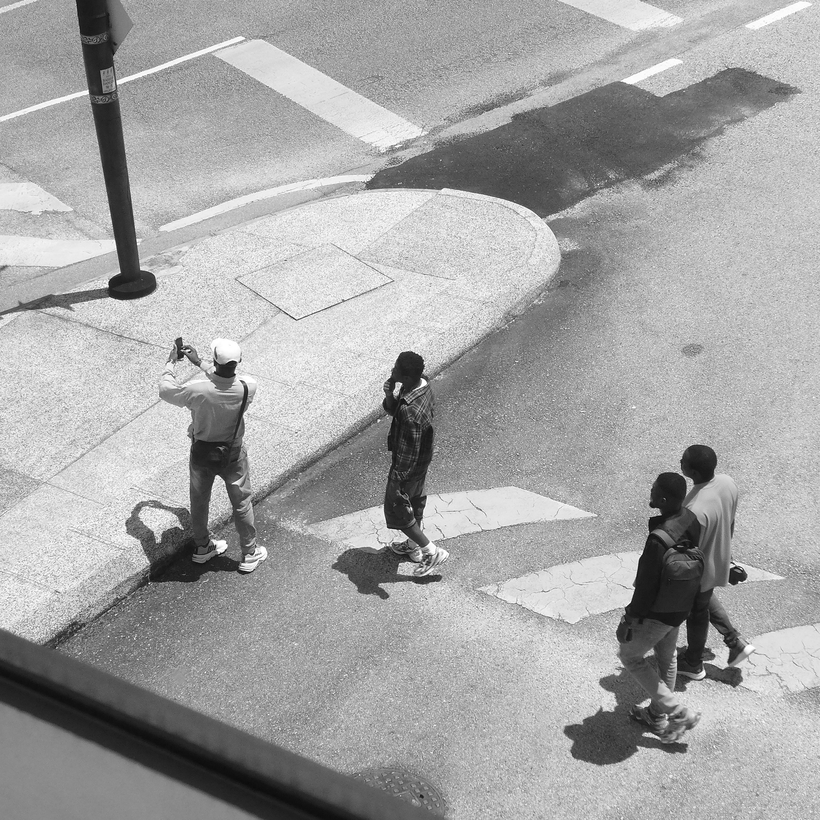 Urban Crossing: A Walk in the Shadowed Crosswalk