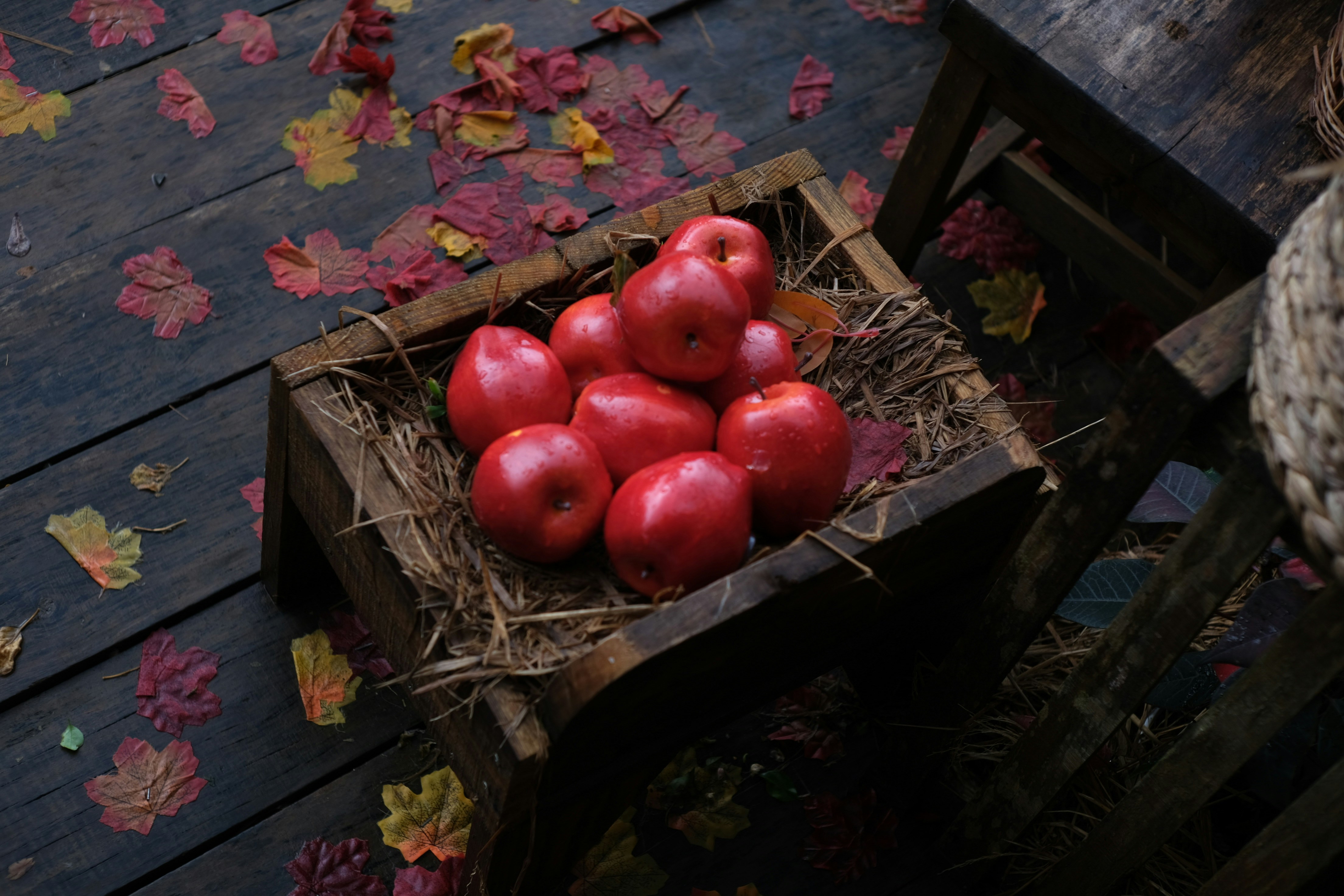 Crimson Harvest in a Rustic Apple Crate