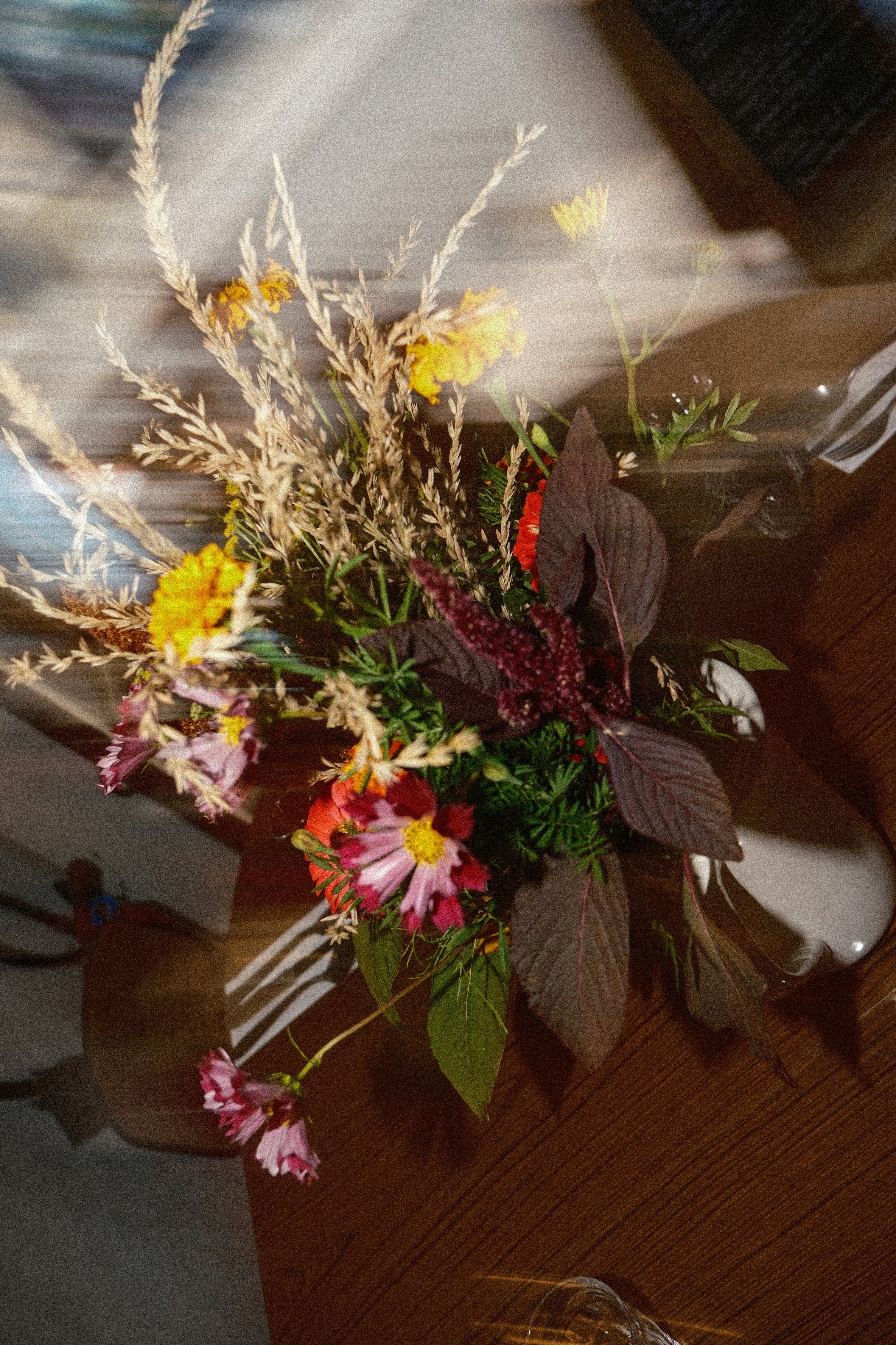 Overturned Vase Bouquet in Motion Blur