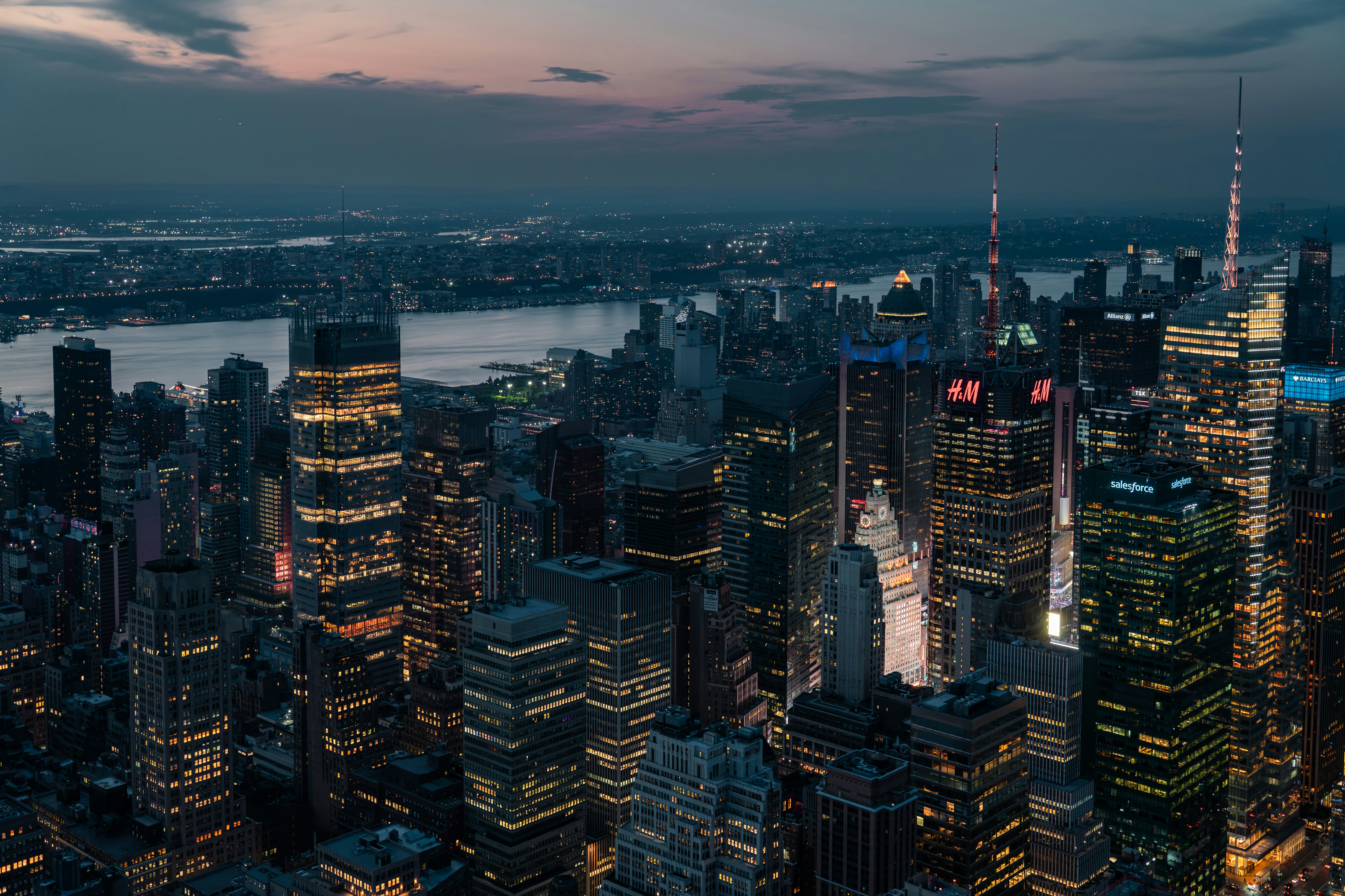 Midnight Canopy: Aerial Glow Over Manhattan