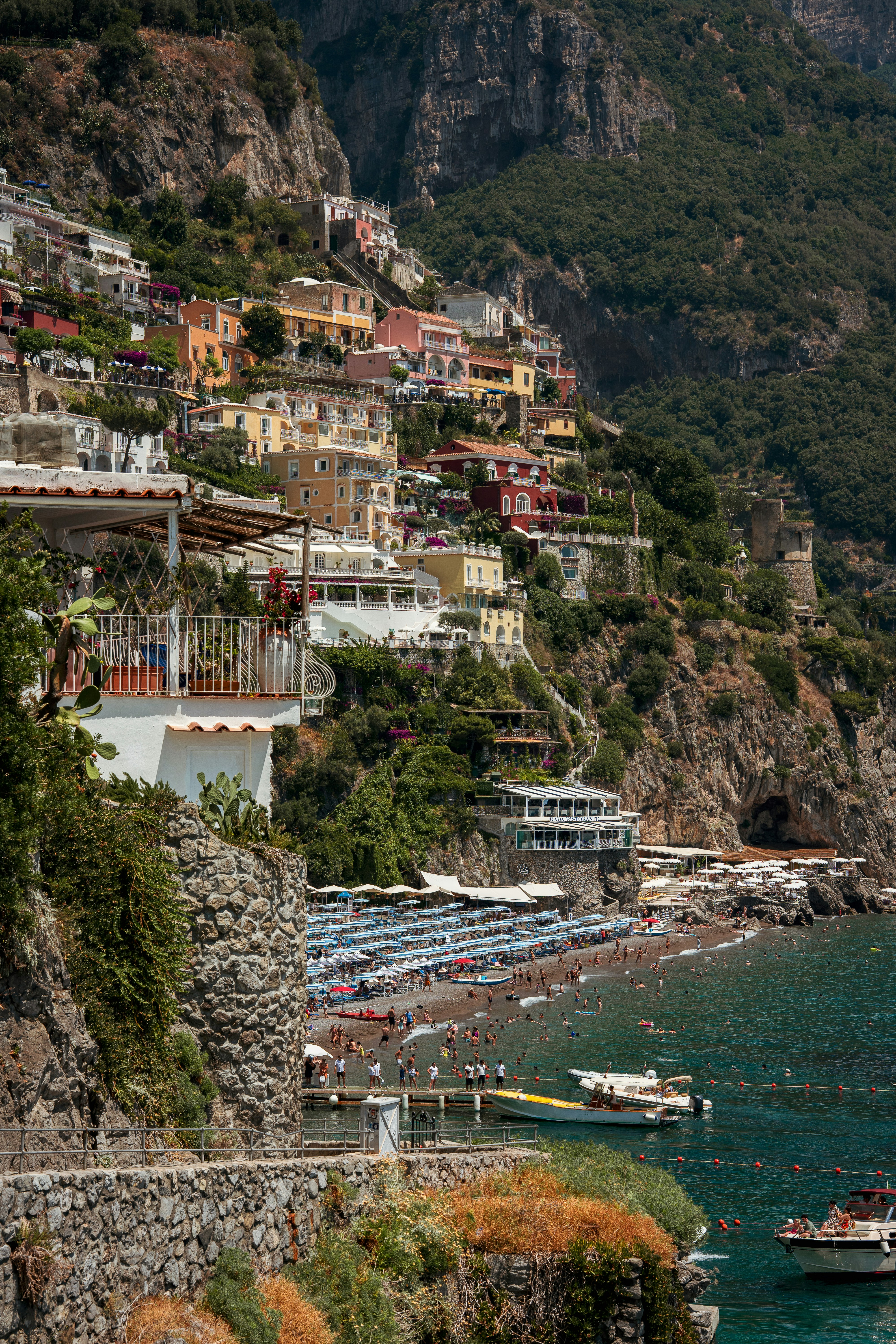 Colorful hillside village cascading toward the Adriatic Sea
