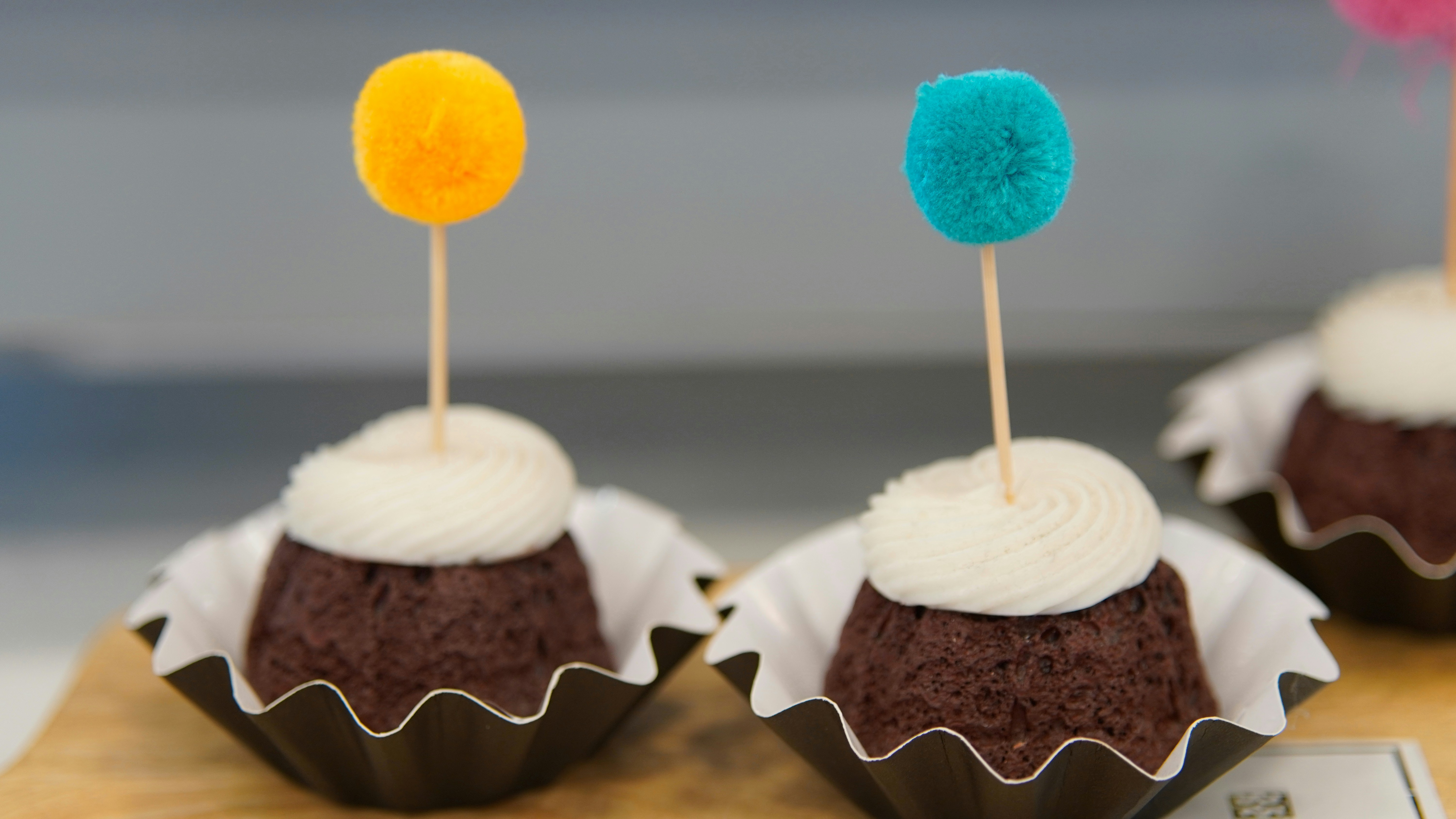 Bright Toppers on Chocolate Mini Cakes