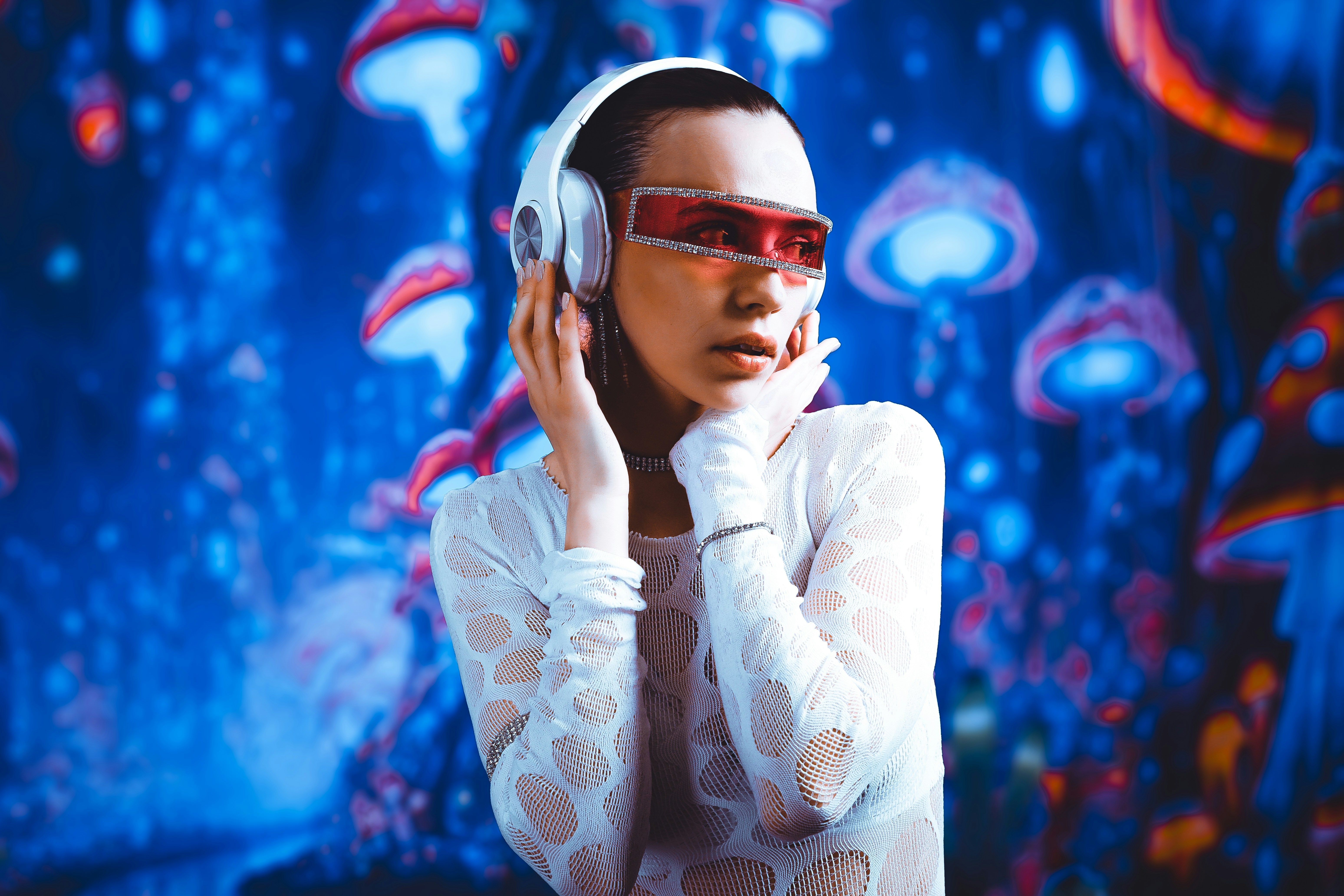 Neon Serenade: A Futuristic DJ in a Jellyfish Dreamscape