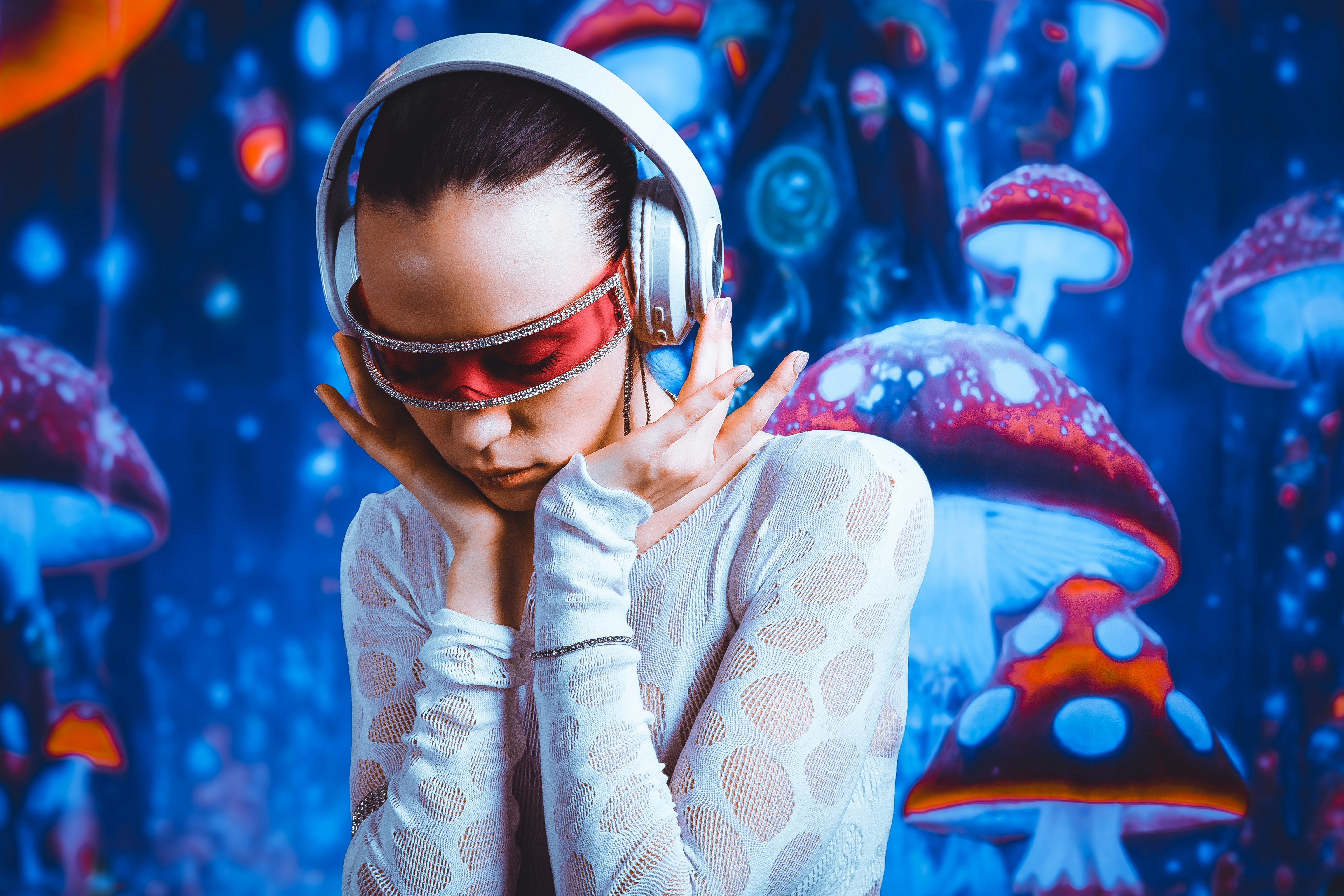 Headphones in Neon Forest: A Quiet Moment with the DJ of Jellyfish