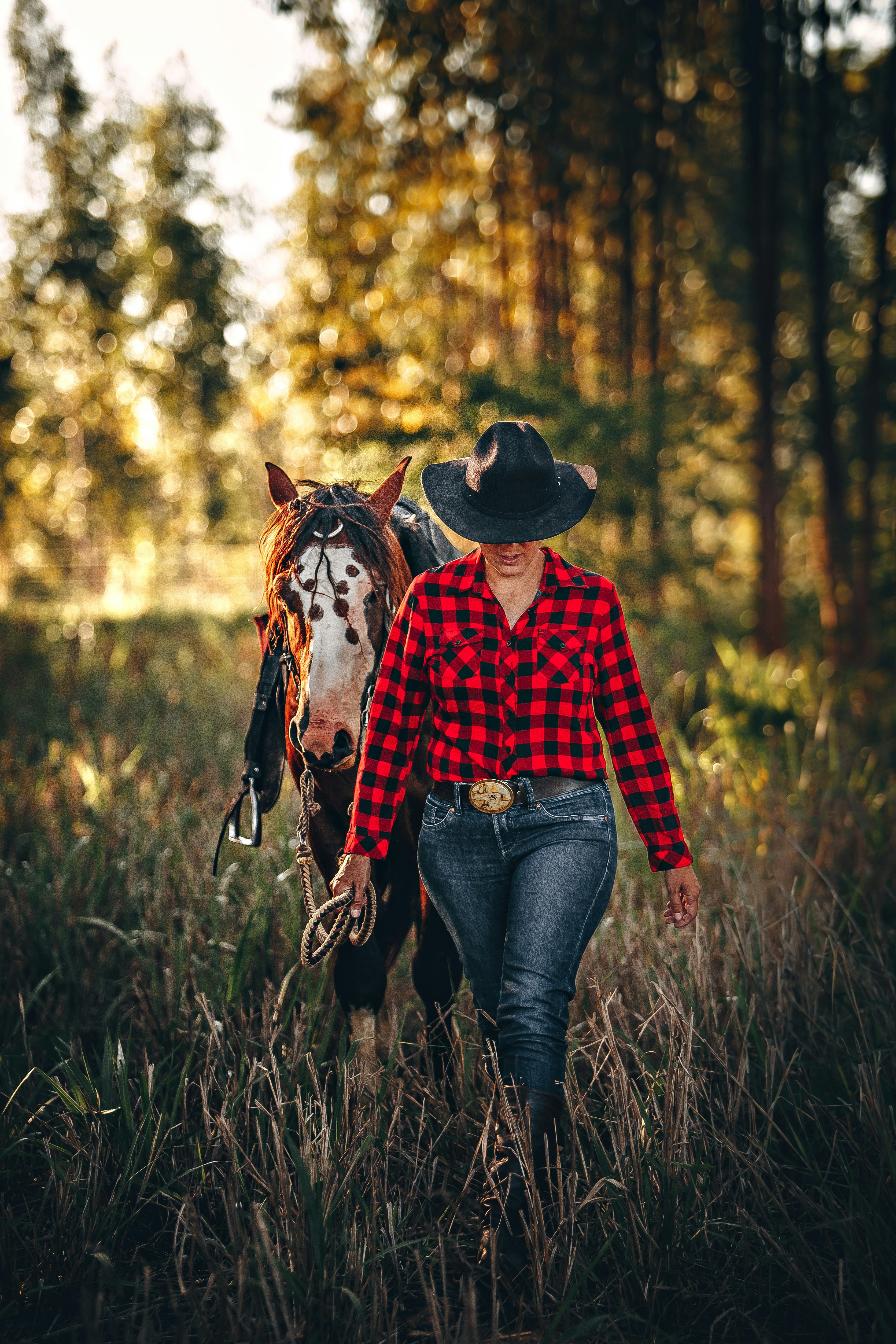 Red Plaid and Quiet Pony: A Lone Rider Walks the Field