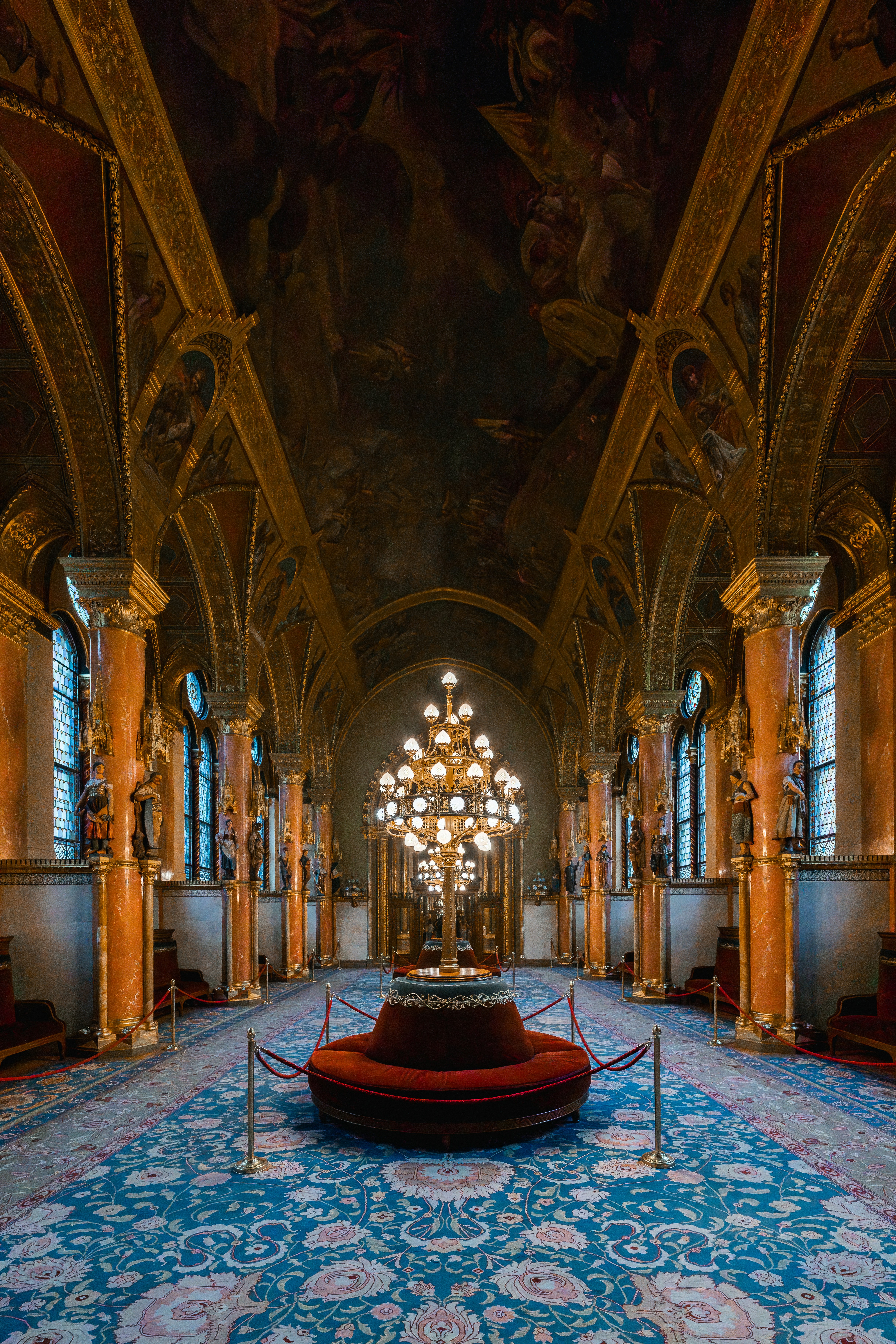 Crown of Crystal and Velvet: Central Salon of a Historic Hall