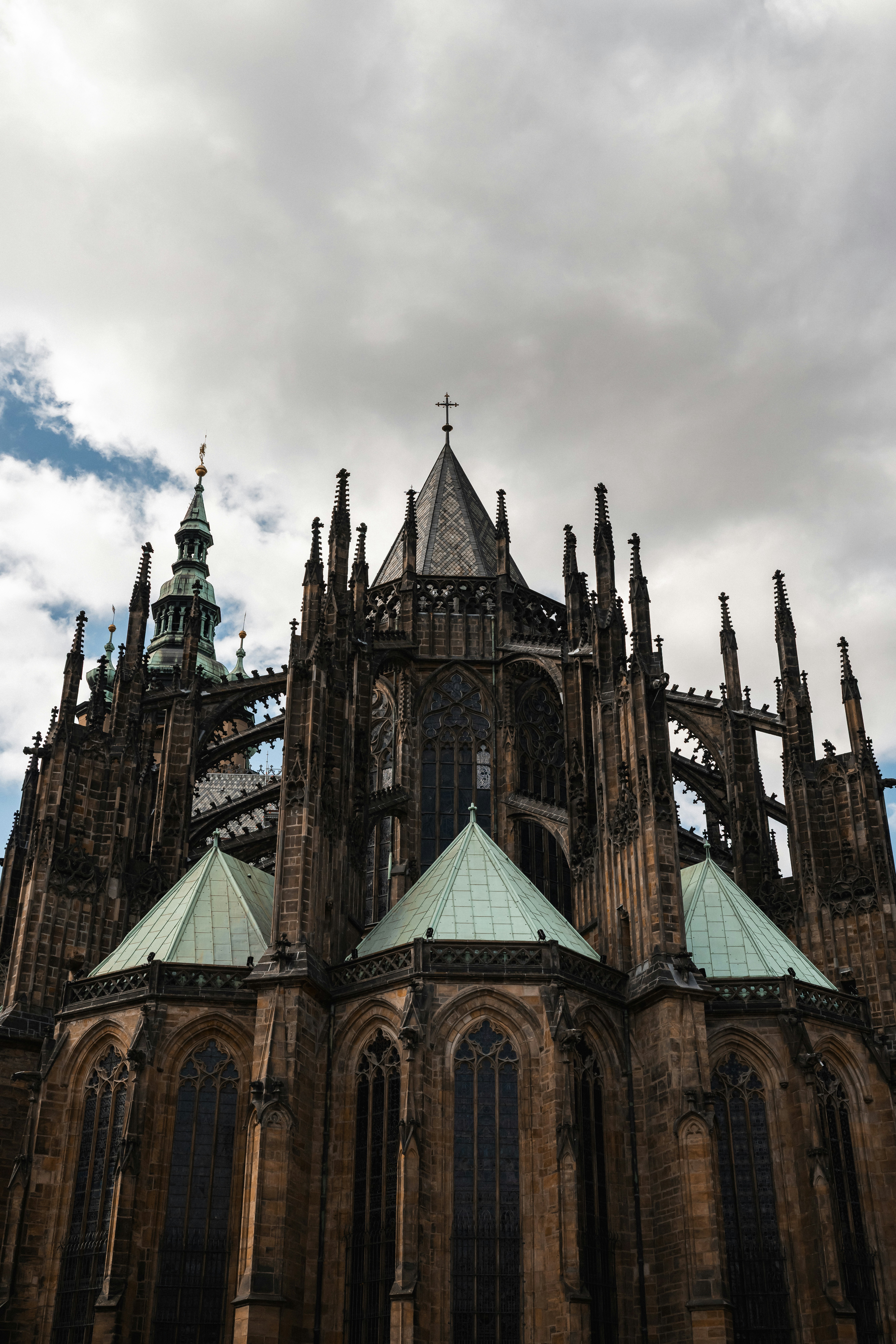 Gothic Cathedral Spires Reaching Toward the Stormy Sky