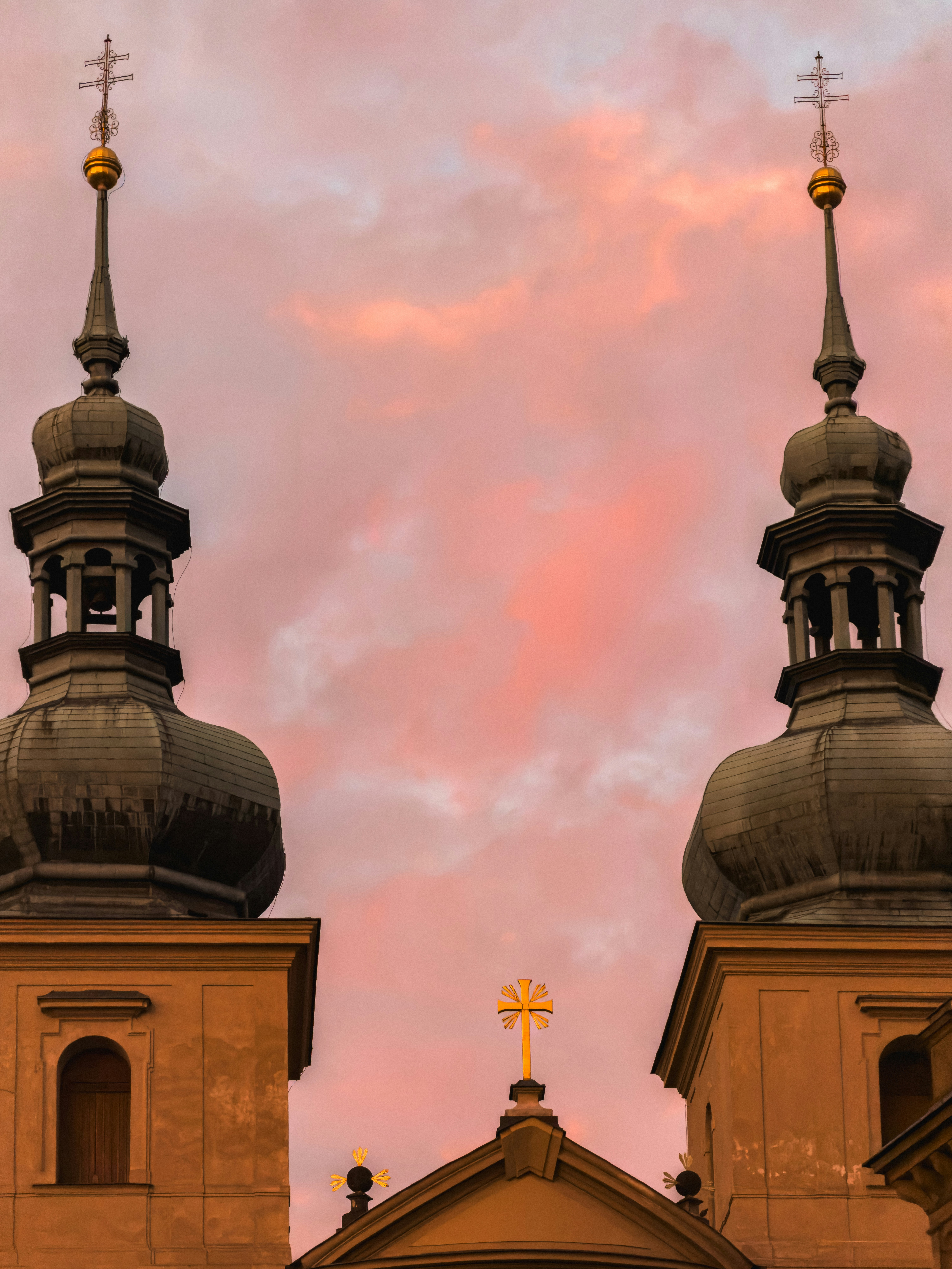 Twin Domes Under Peach Sky