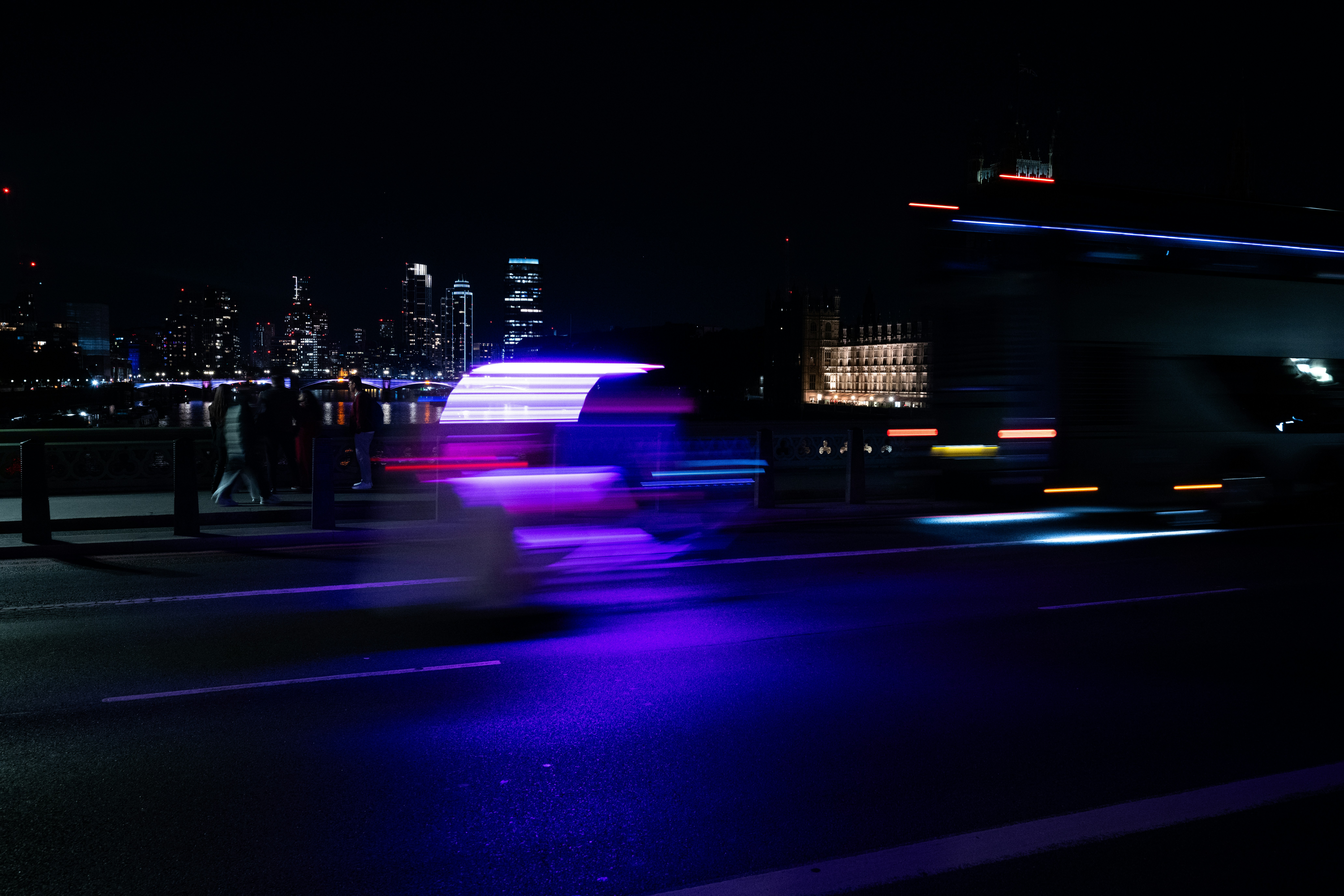 Neon Slipstream Over the Waterfront