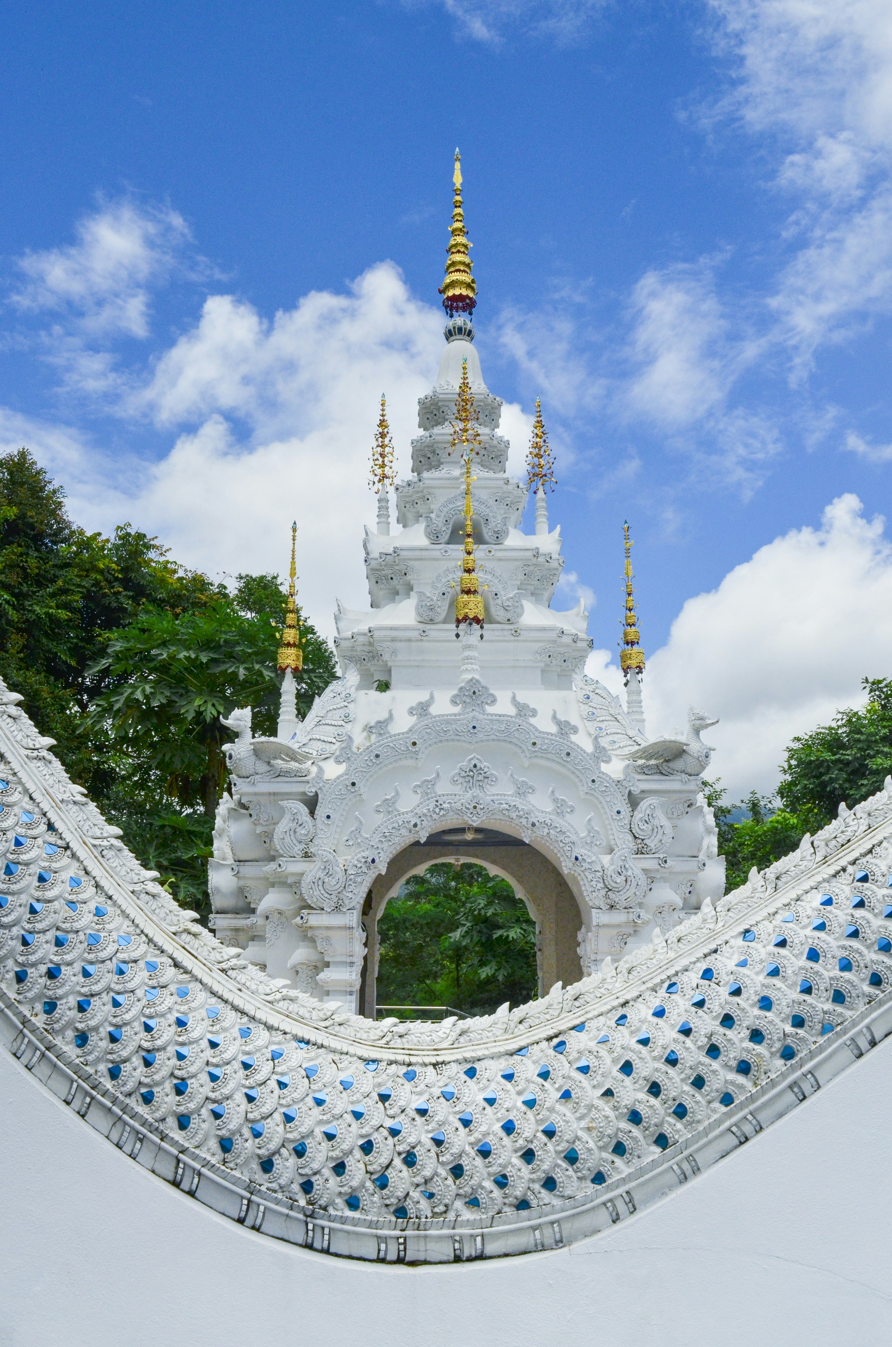 White Temple Frieze Reaching Toward the Sky