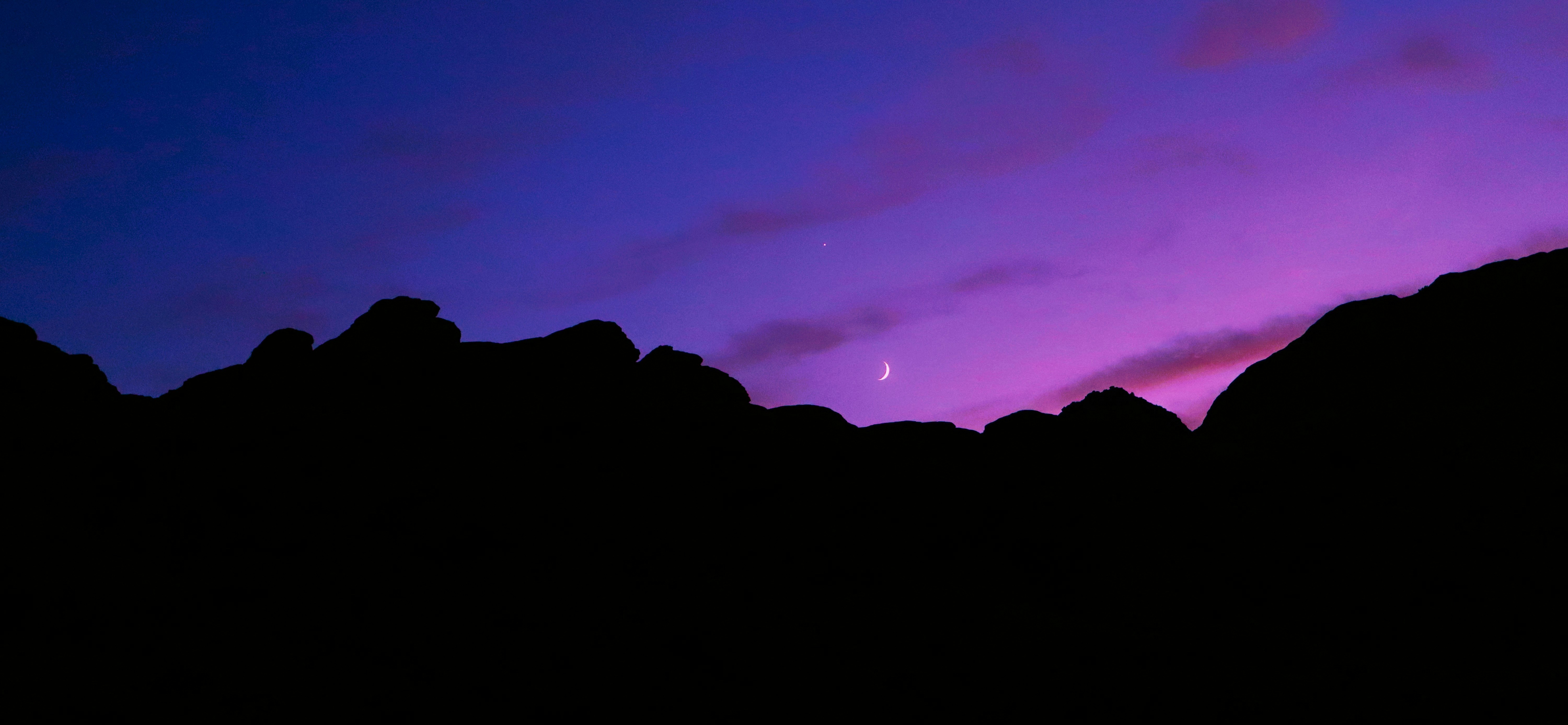 Dusk Crescent Over Silent Ridge