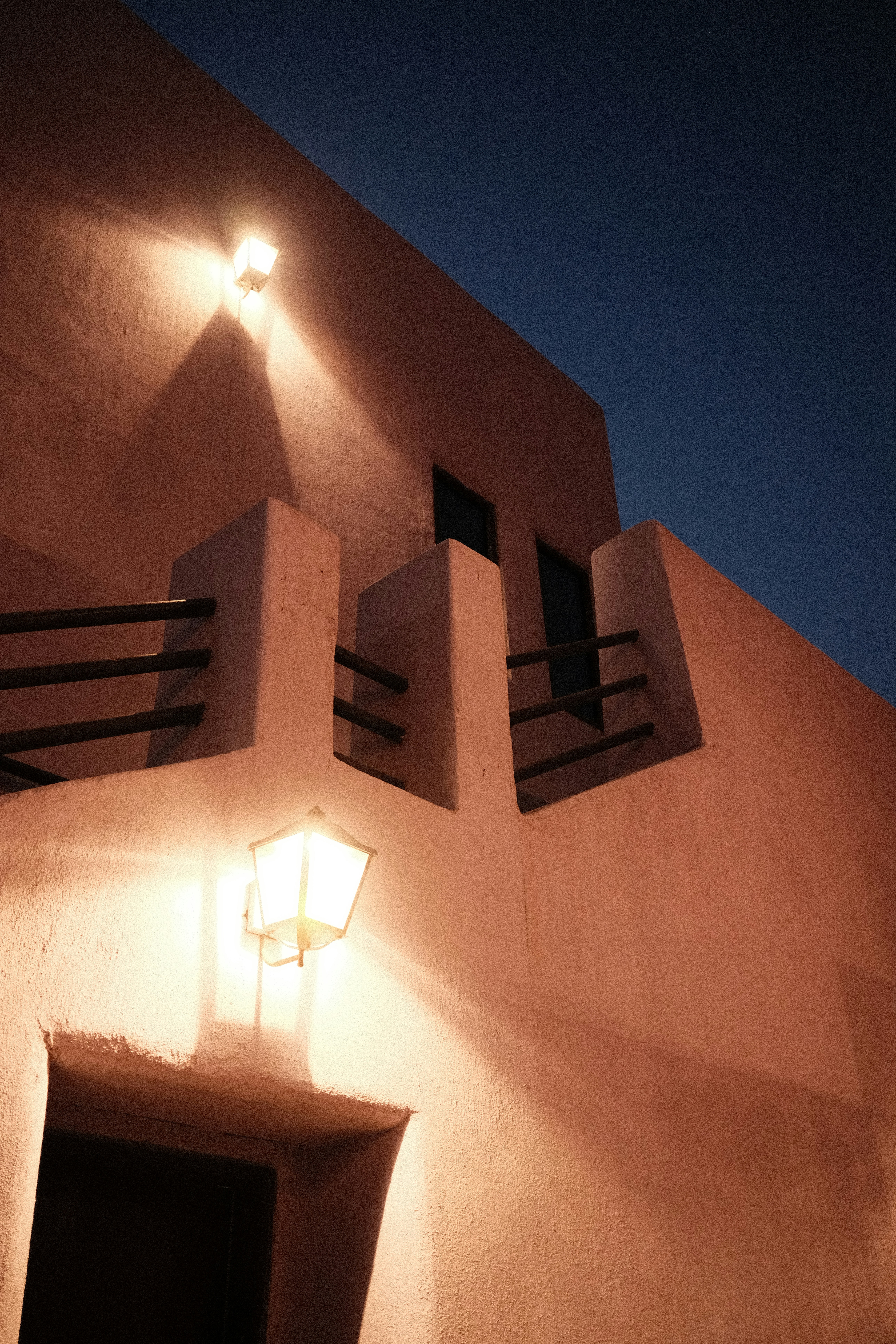 Warm Vantage on a Pueblo Exterior Under Evening Sky