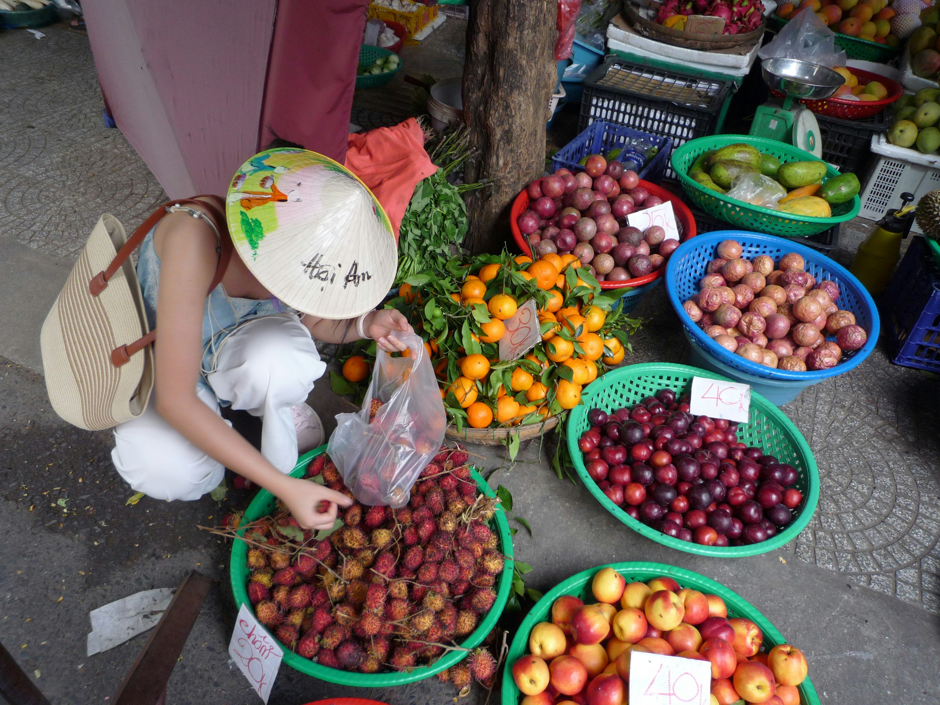 Handpicked Fruits at a Bustling Street Market