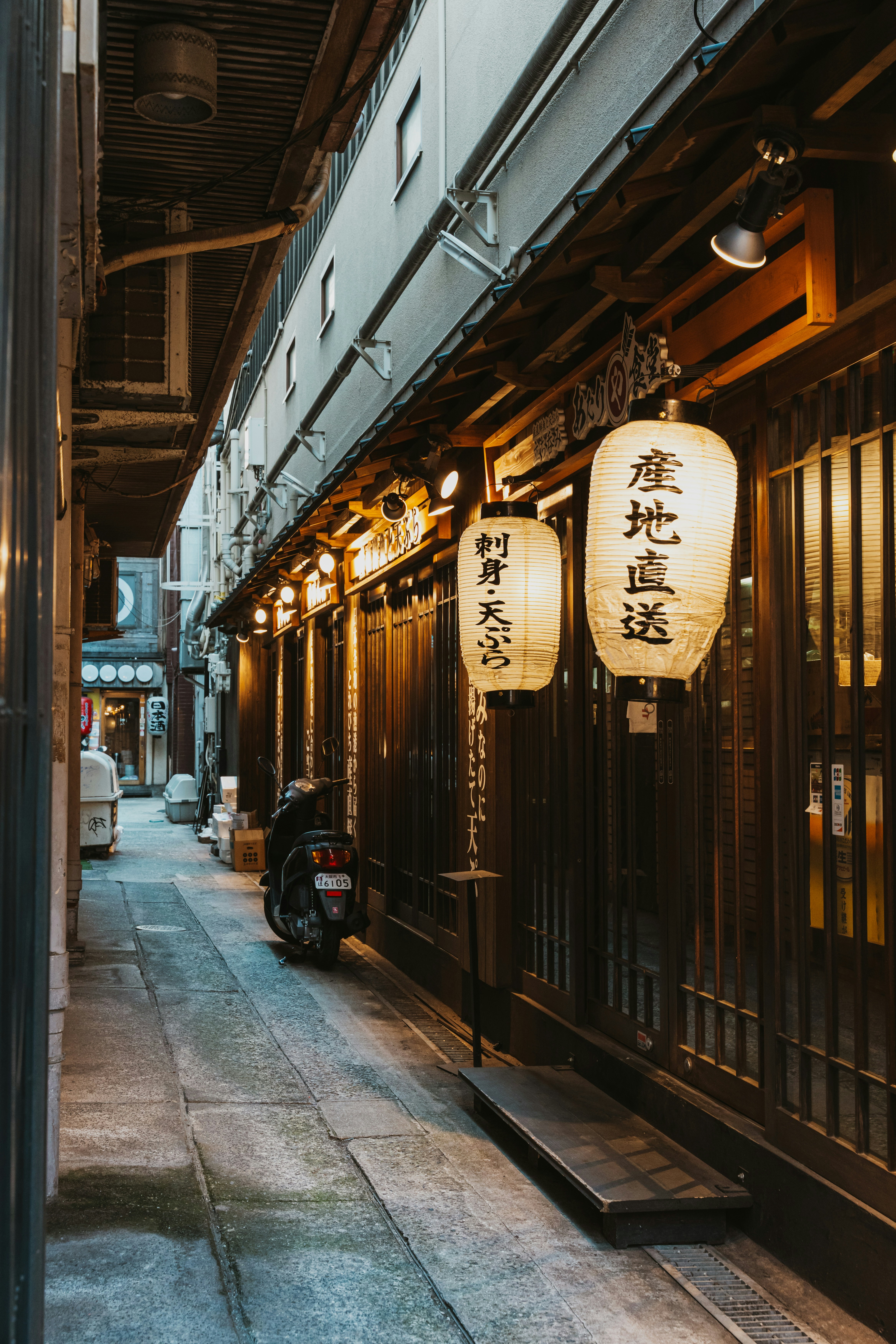 Lantern-lit Alleyway of Tokyo: A Quiet Passage Between Doors