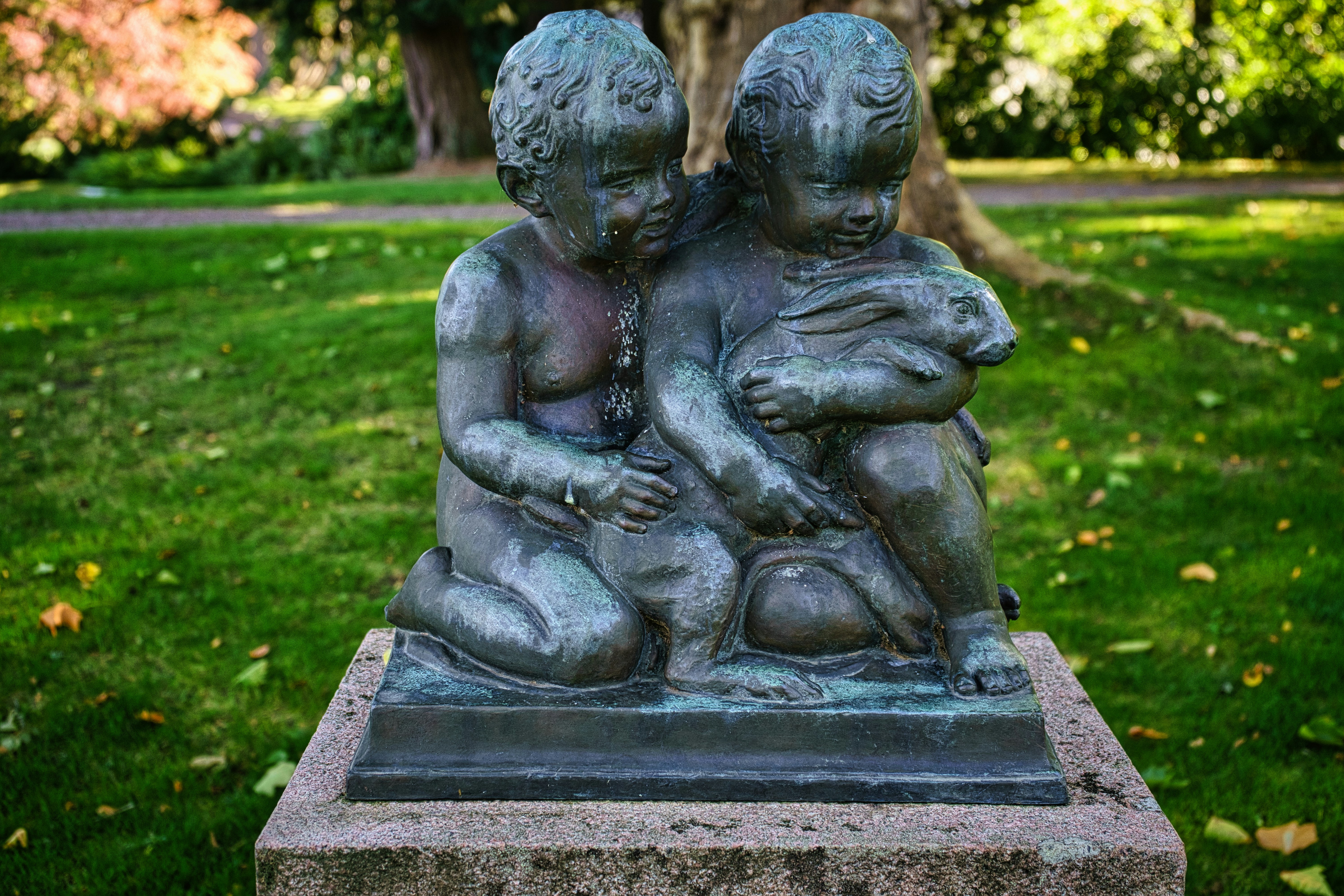 Twin Cherubs in Quiet Garden