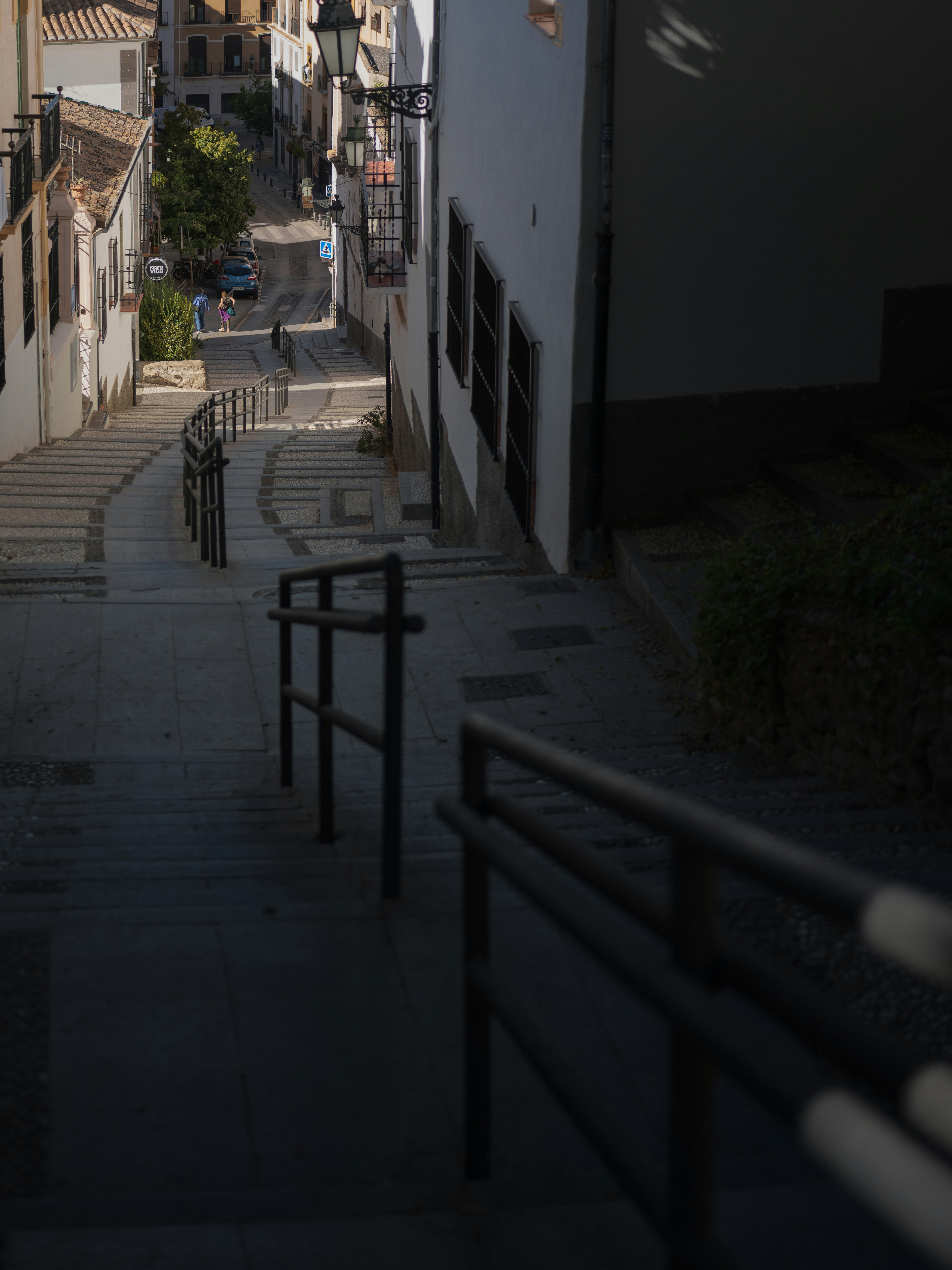 Staircase Through a Quiet European Alley