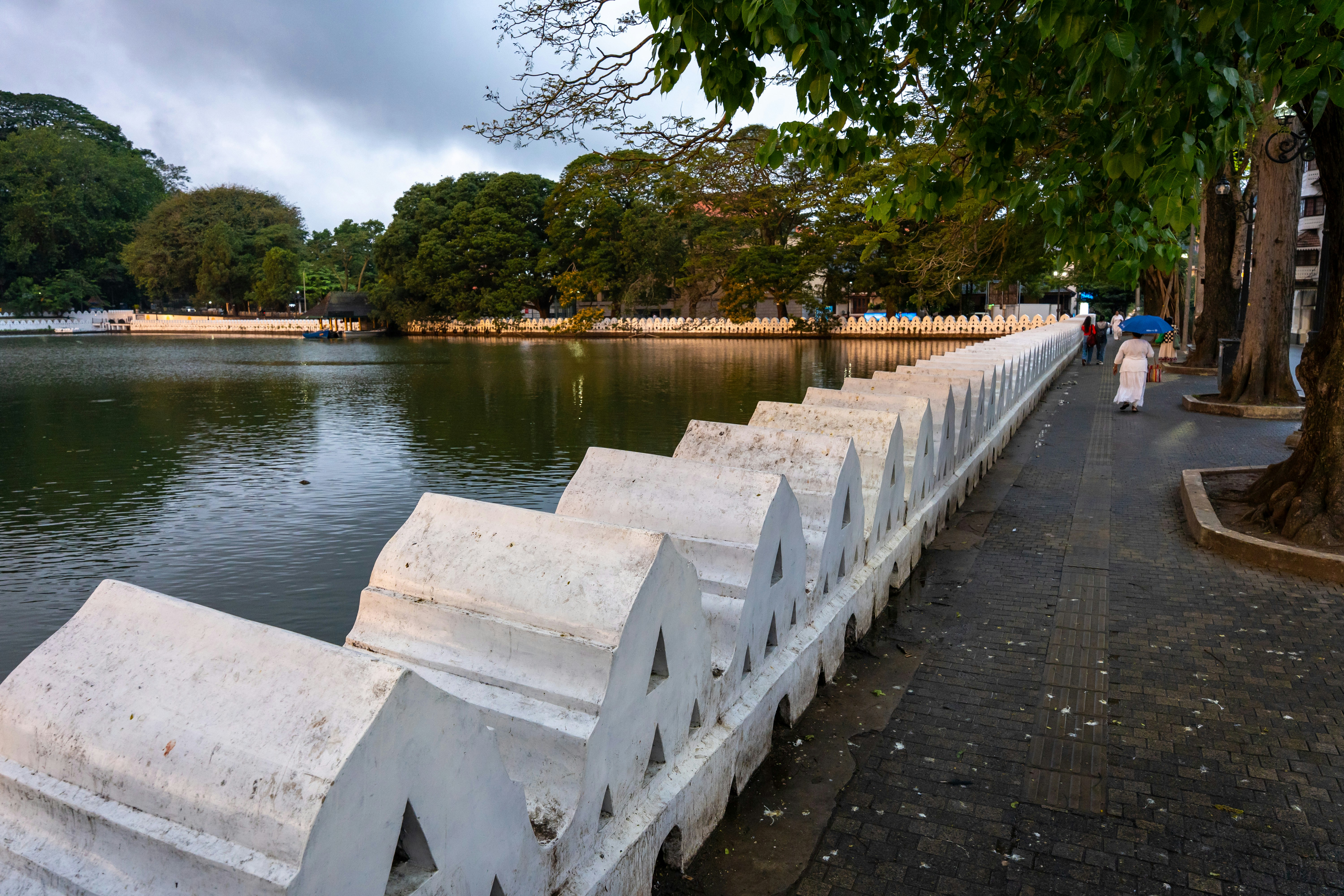 Stone Barrier to a Quiet Lakeside Walk