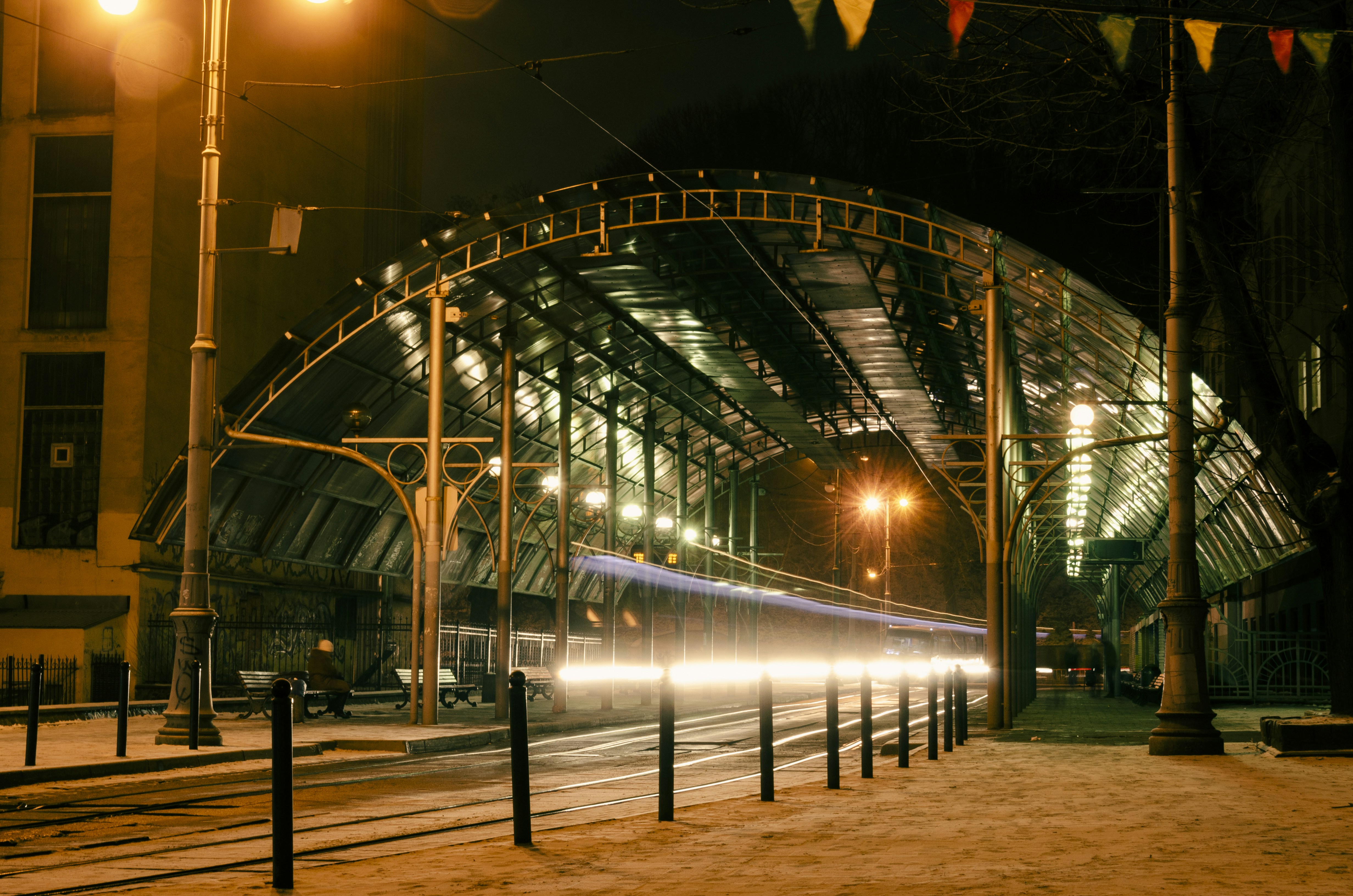 Night Tram under the Glass Canopy