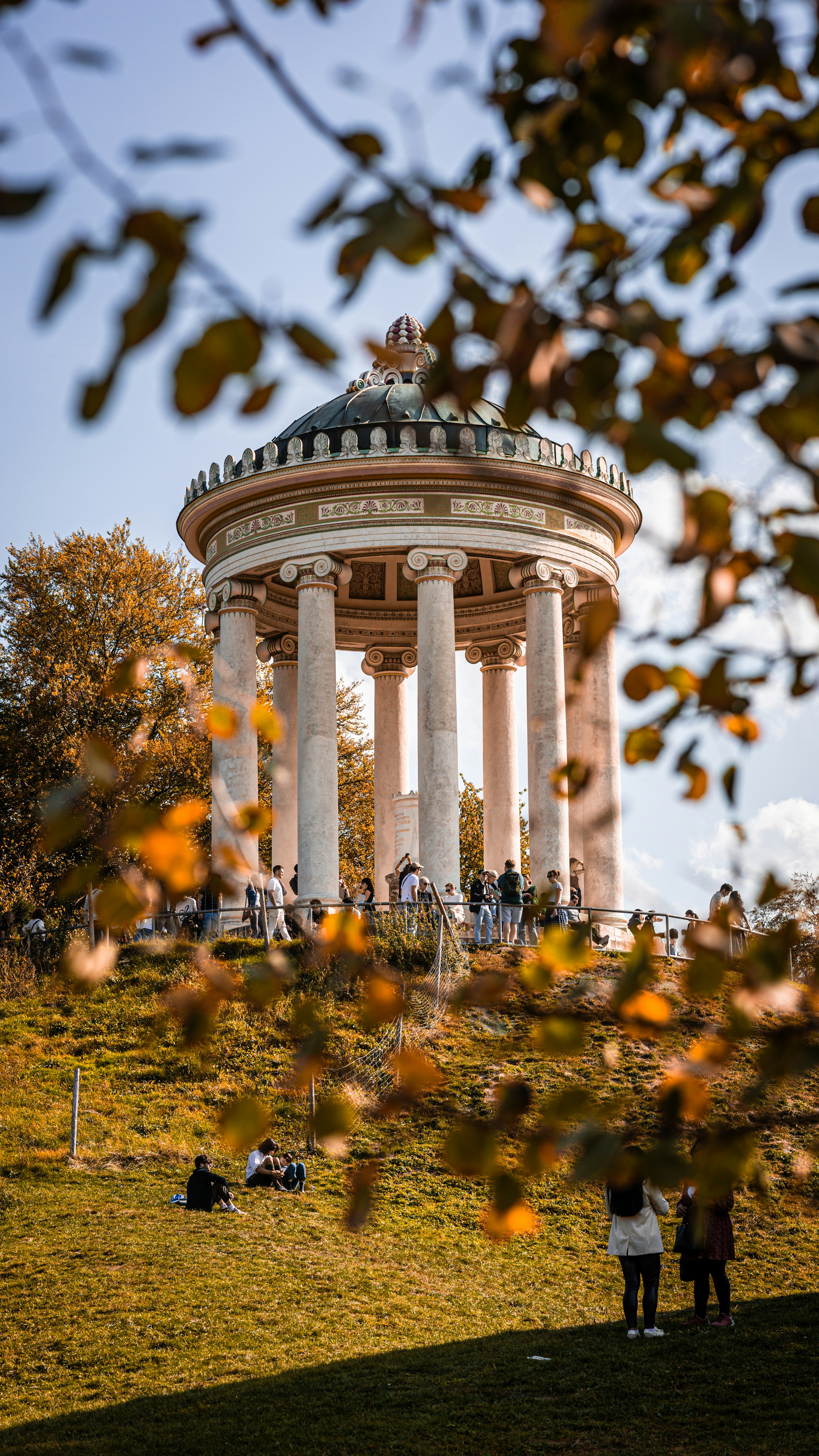 Circular Temple in Autumn Frame