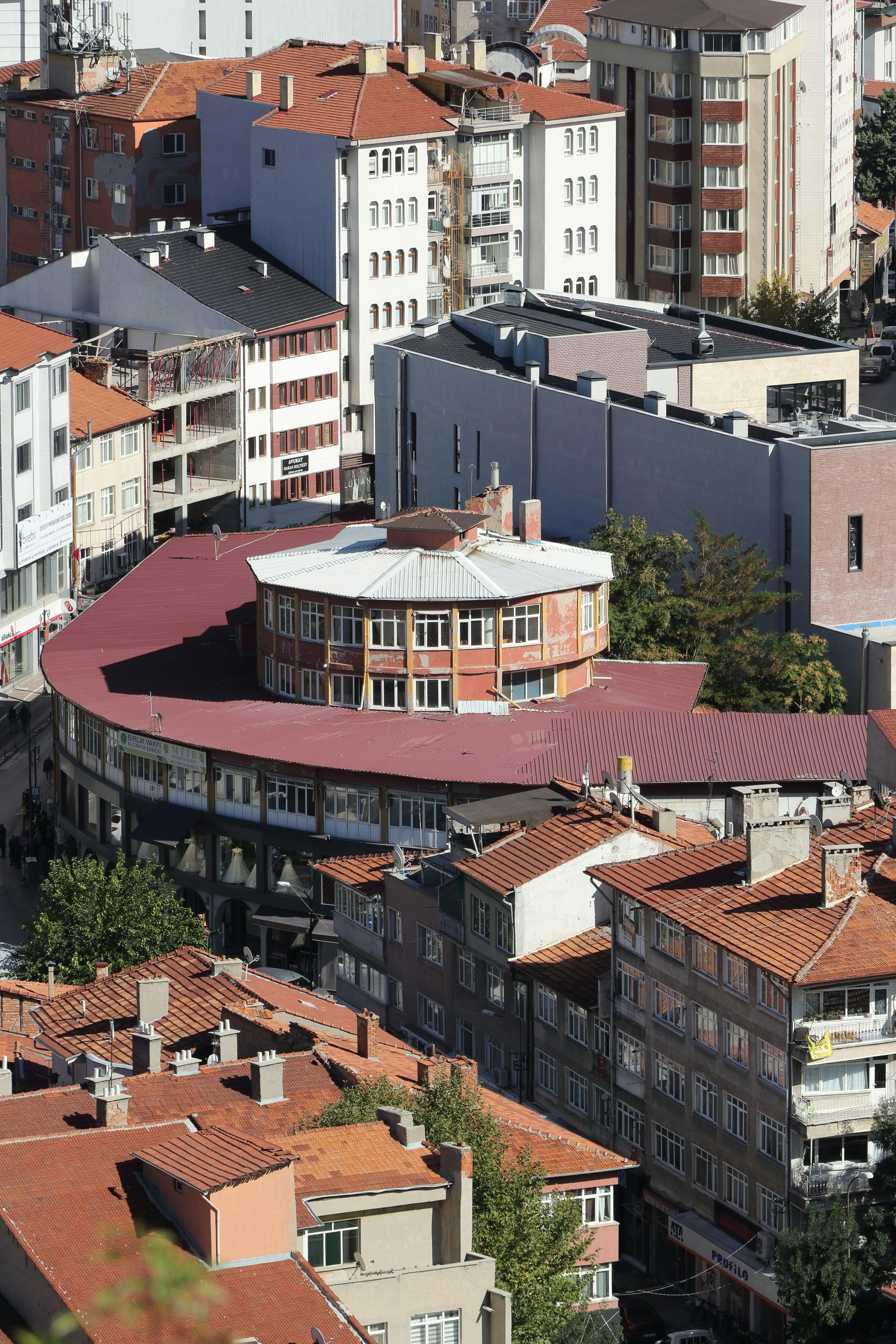 A Circular Tapestry of Rooftops: Urban Rings and Red Tile Geometry