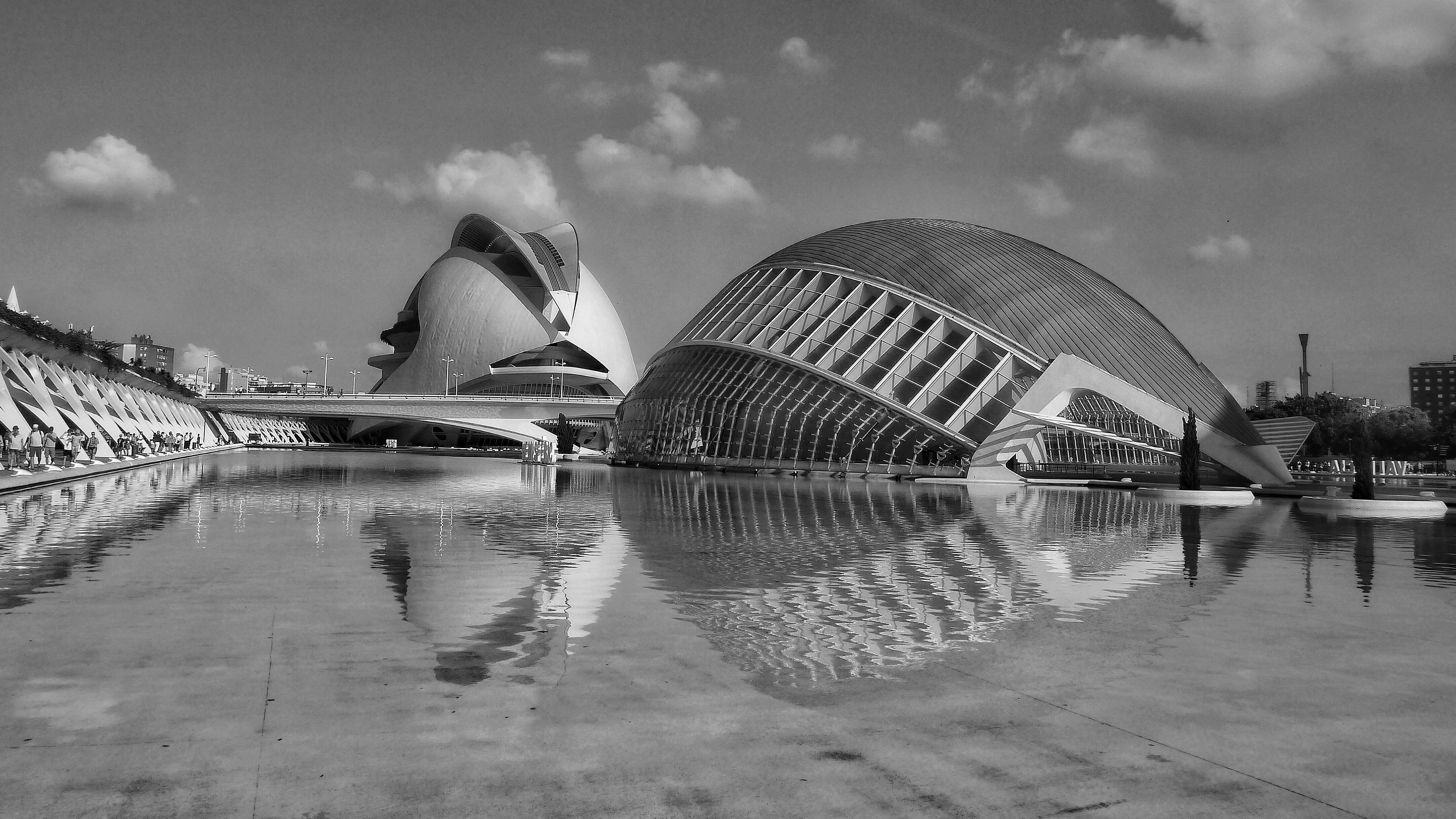 Whispers of Water and Architecture: The City of Arts and Sciences in Monochrome