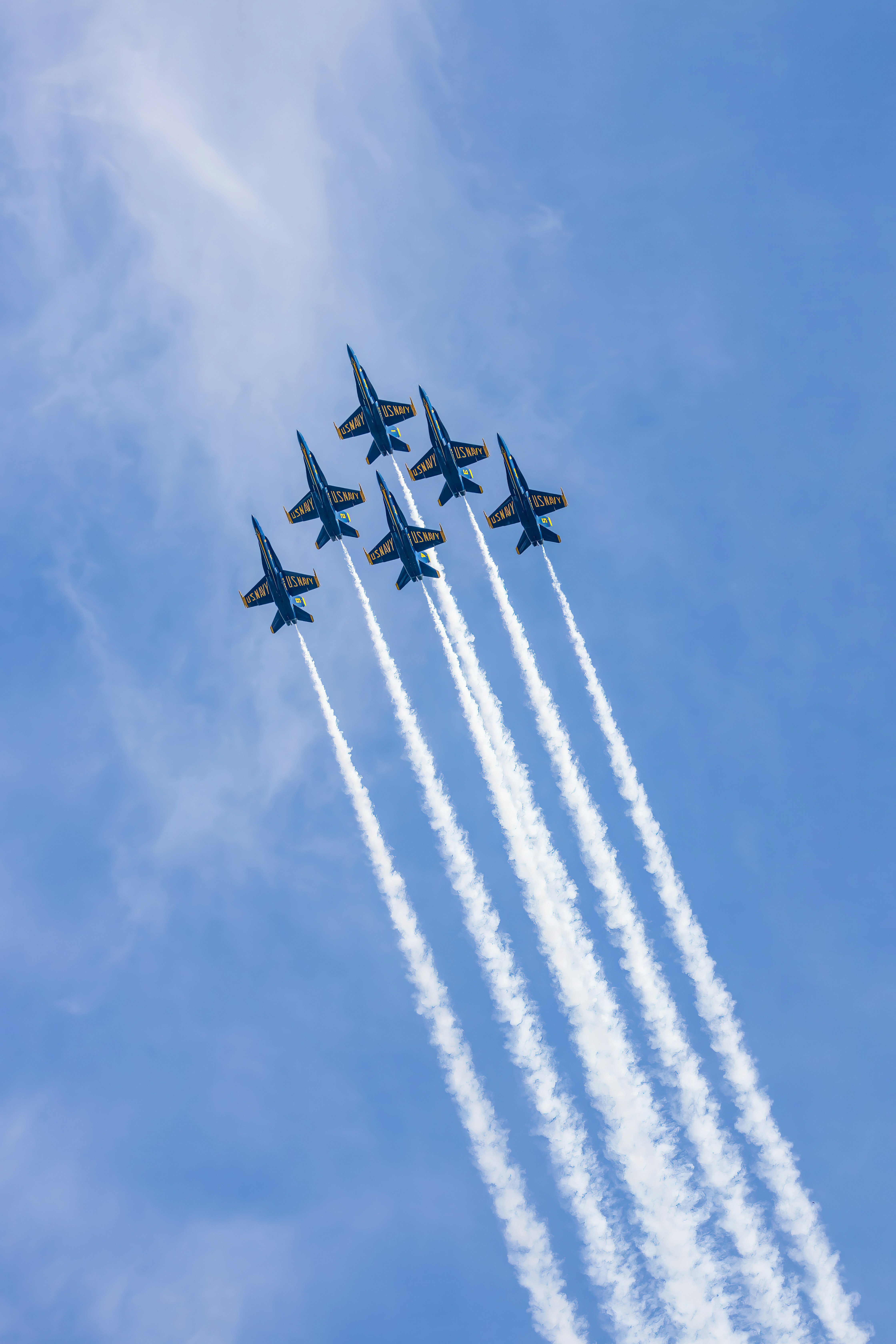 Nine-Plane Sky Jam: Converging Contrails Over a Clear Blue