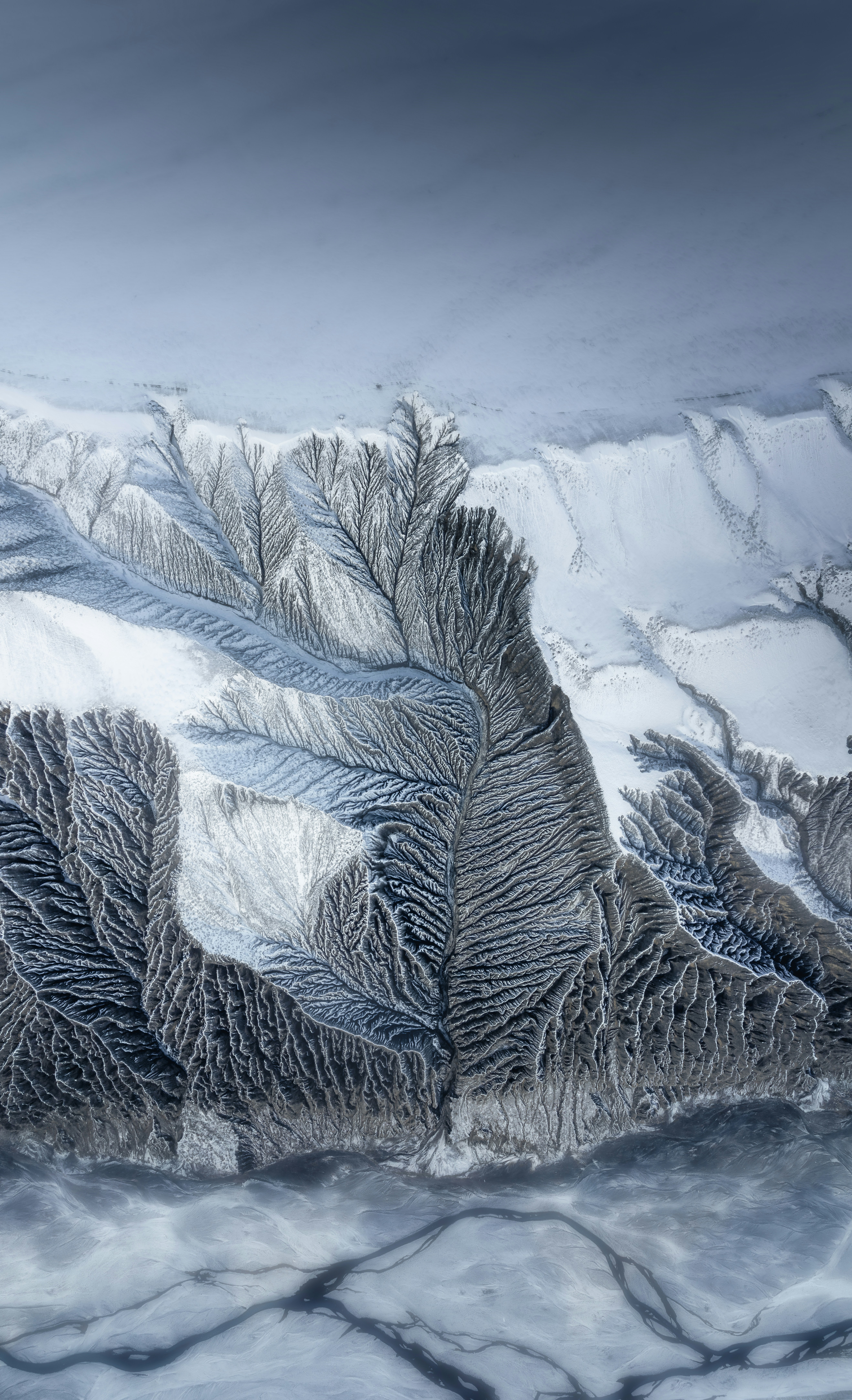 Frozen Delta: Aerial Carvings of Ice and Ridge