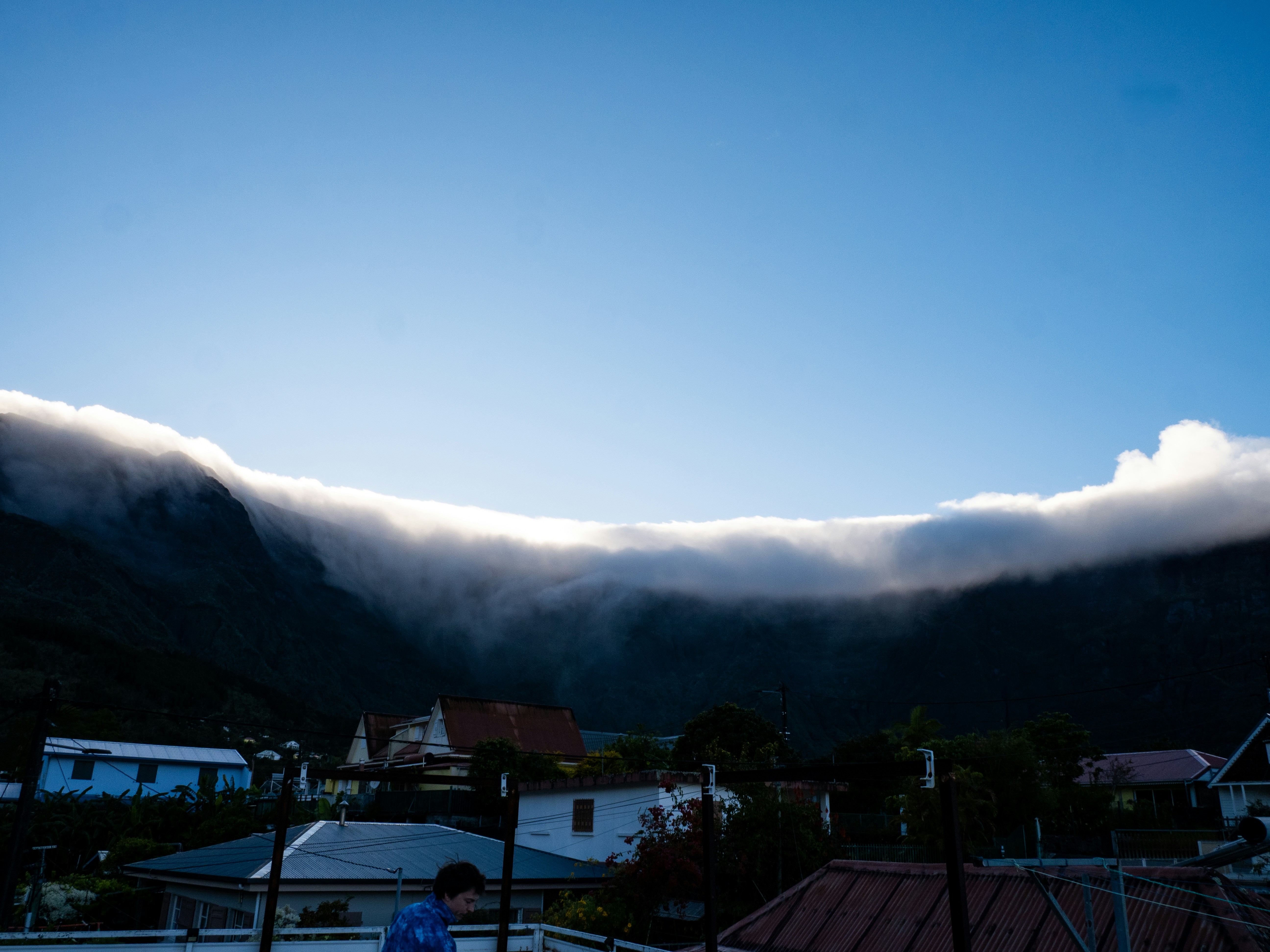 Low-lying Cloud Ribbon Over a Quiet Valley Town