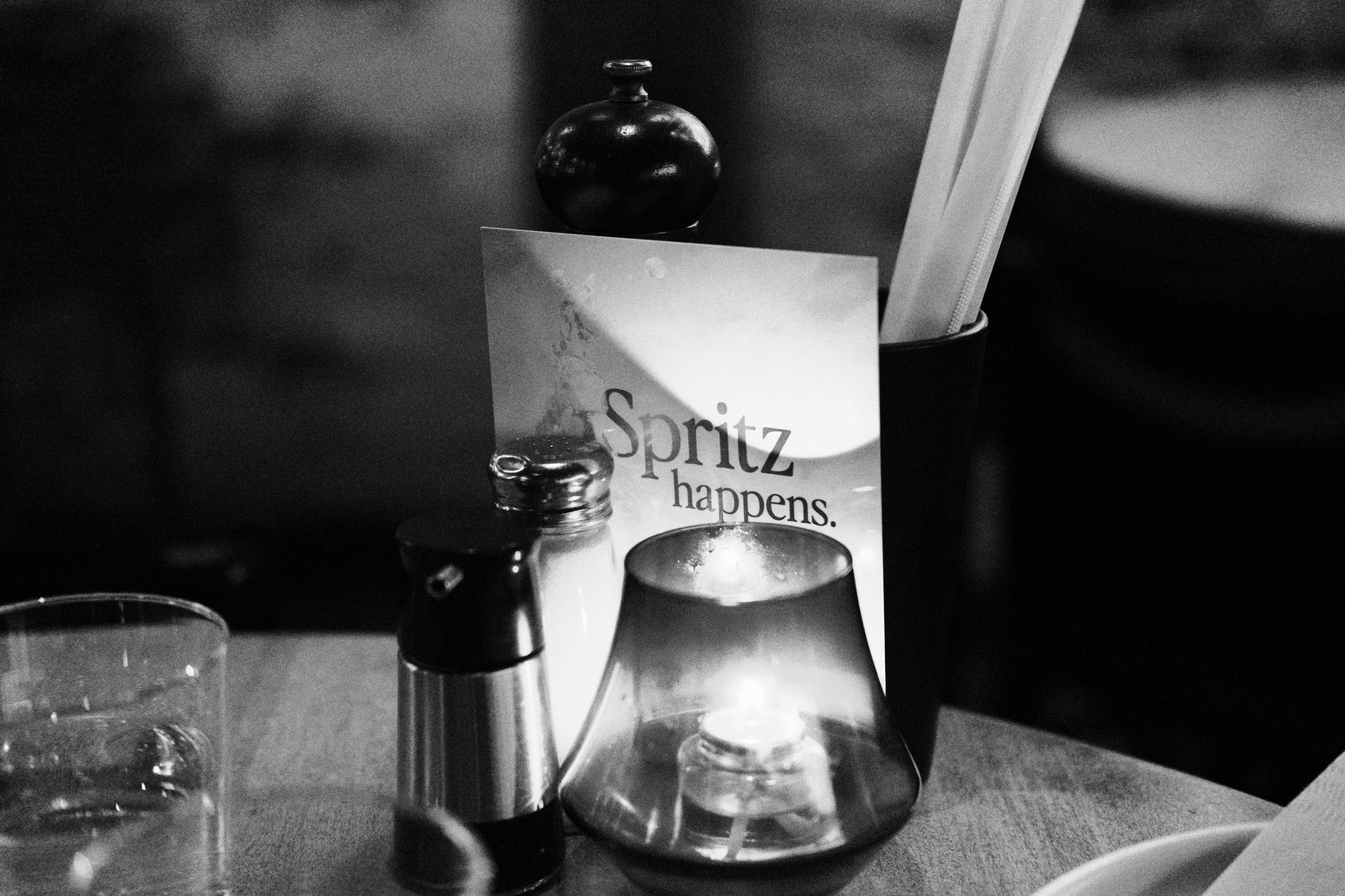 Spritz of Ambiance: A Quiet Table Moment in Monochrome