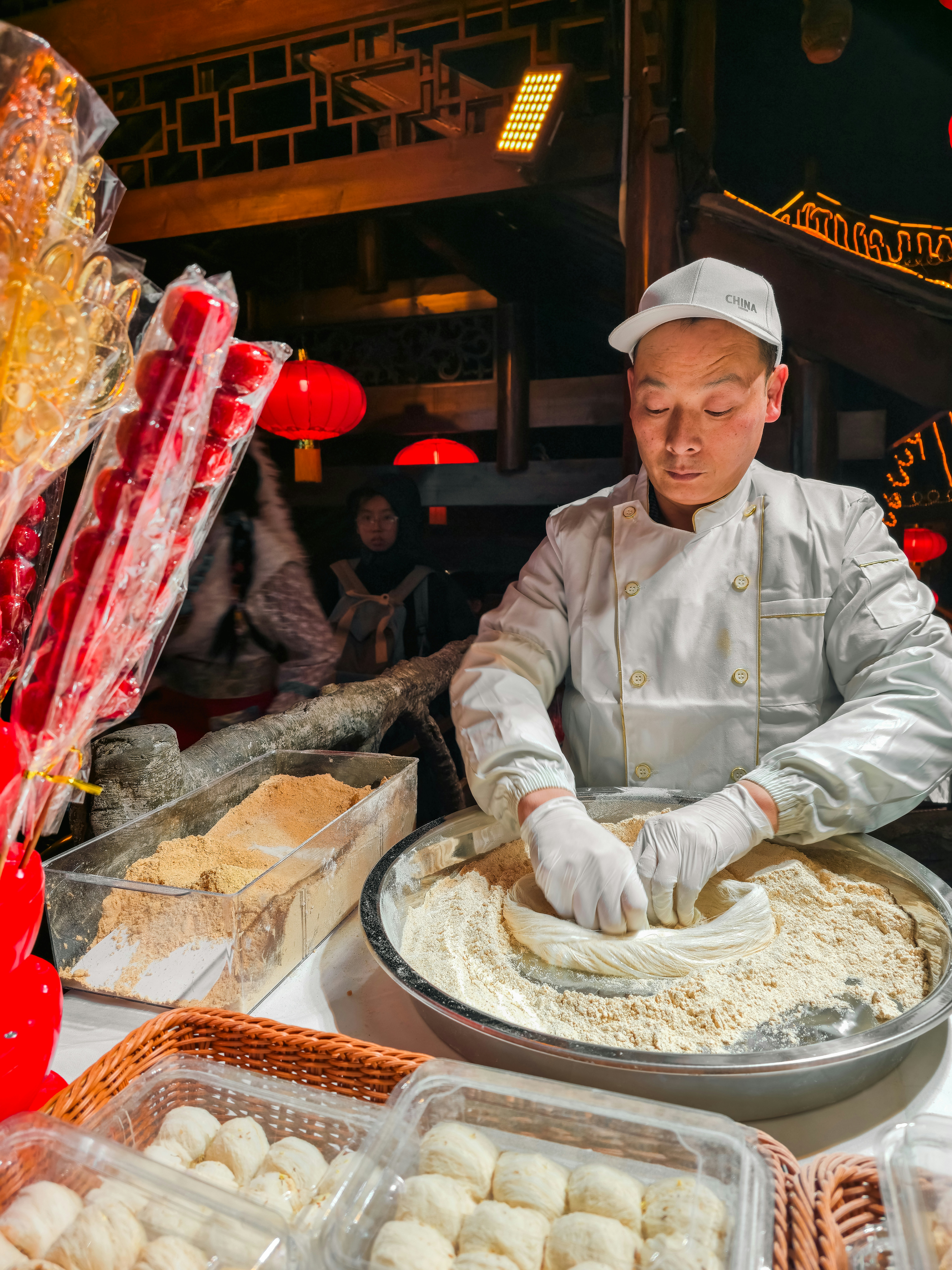 Dough in Motion: Dim Sum Master at the Flour Wheel