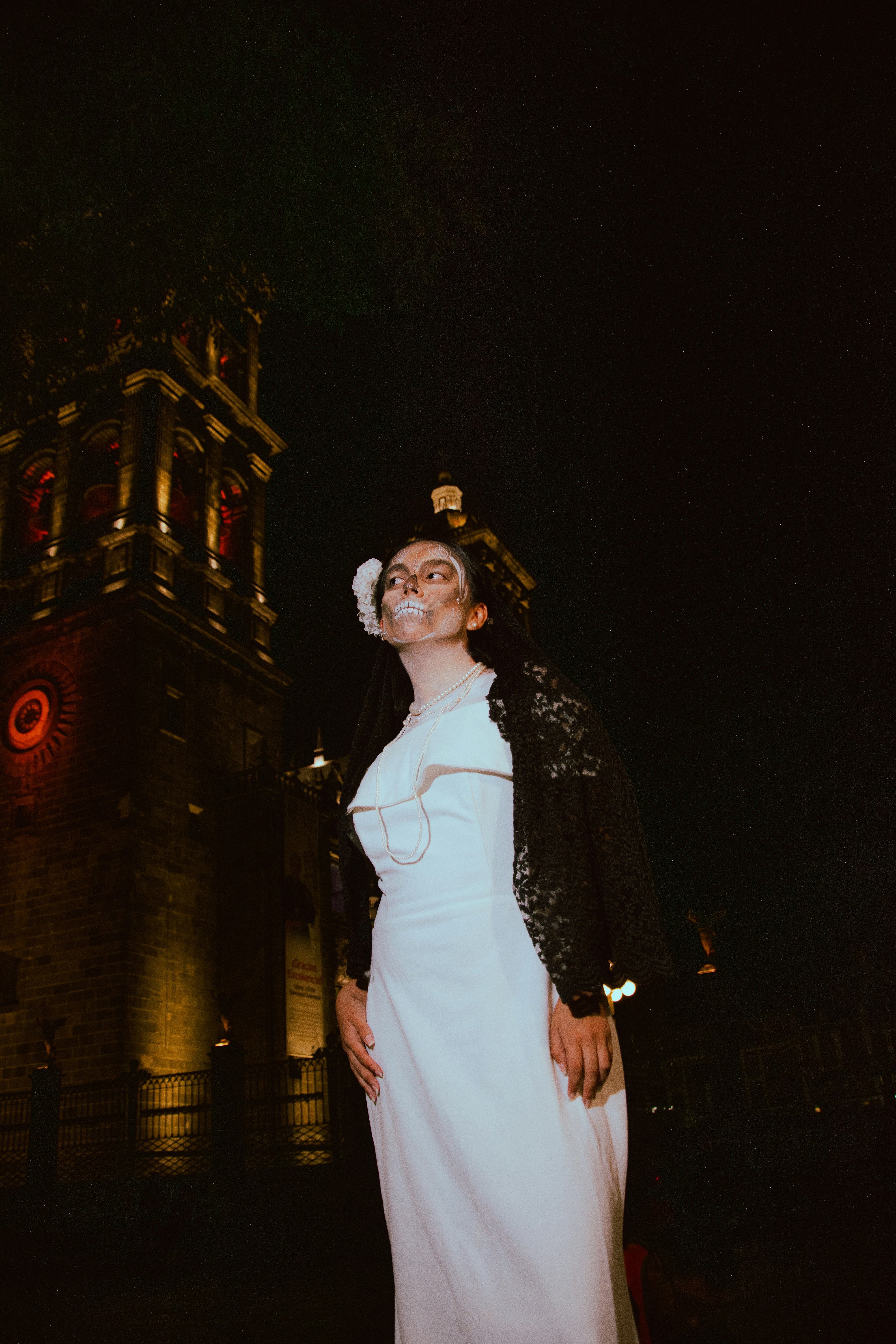 Moonlit Veil: A Bride Beneath the Night Sky